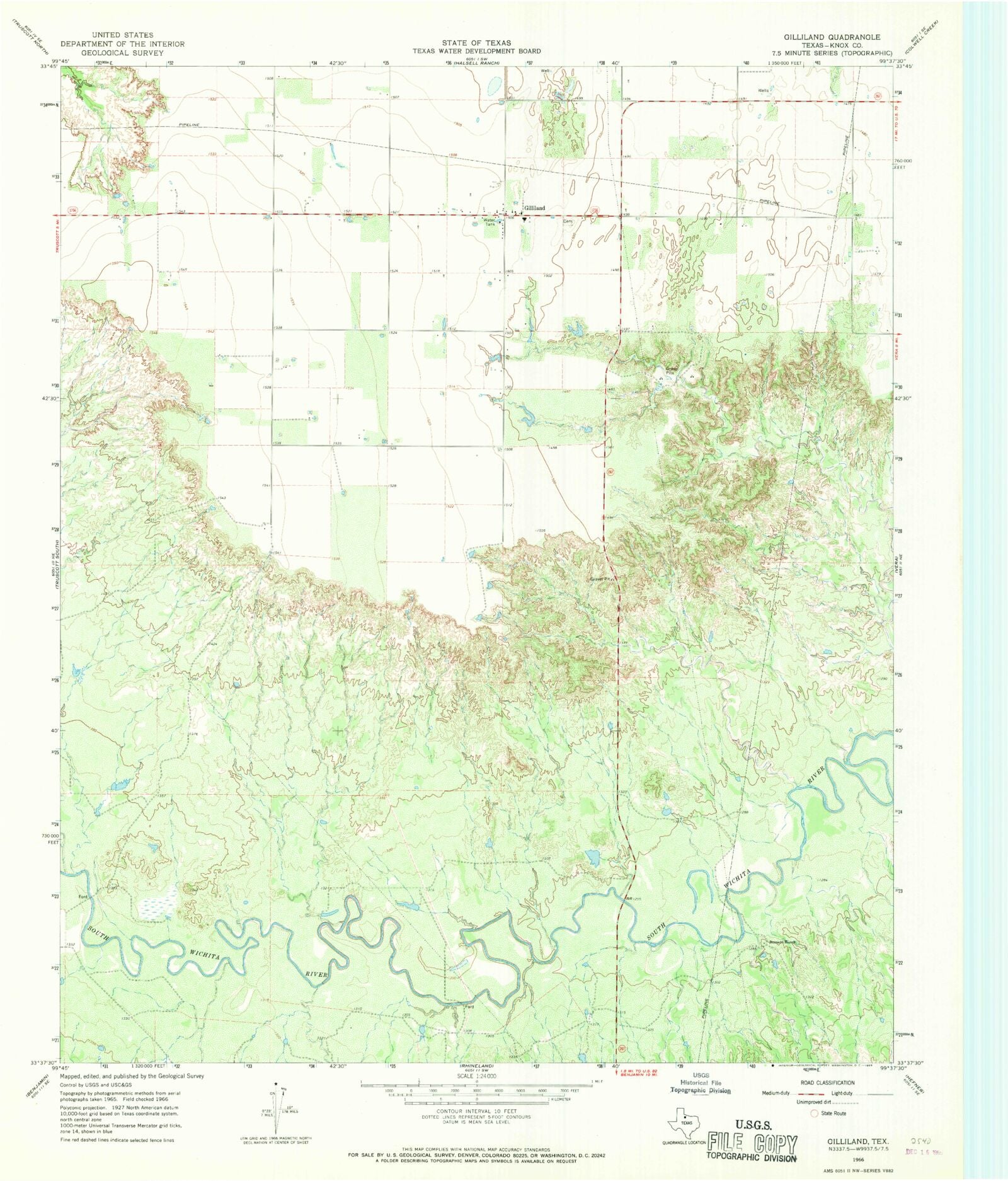 Classic USGS Gilliland Texas 7.5'x7.5' Topo Map – MyTopo Map Store