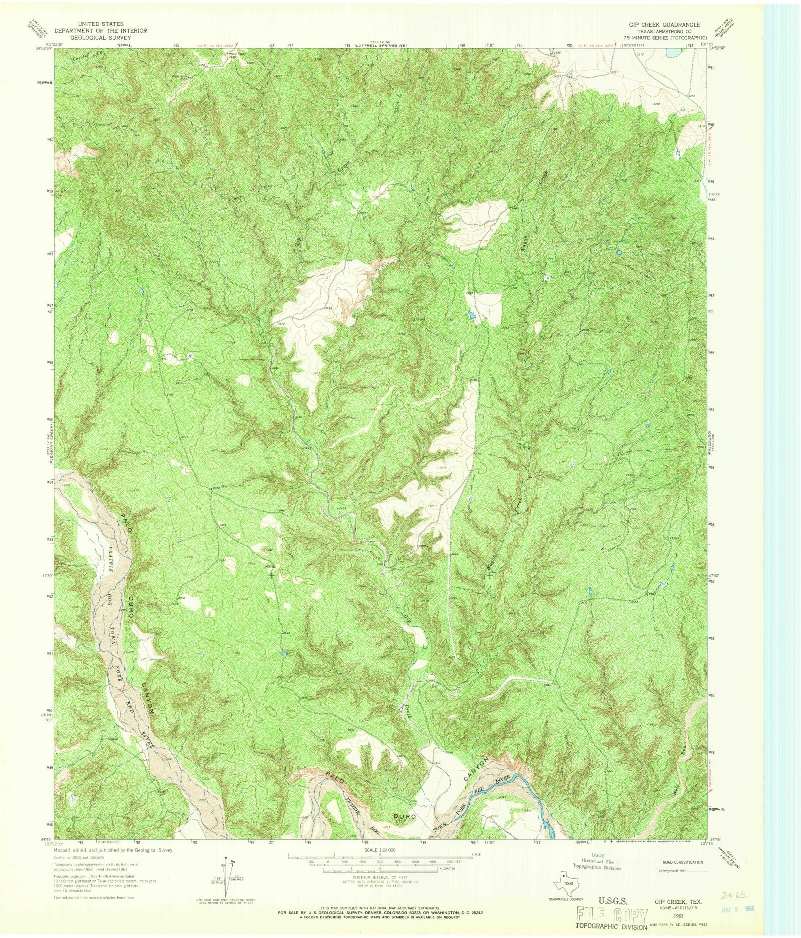 Classic USGS Gip Creek Texas 7.5'x7.5' Topo Map – MyTopo Map Store