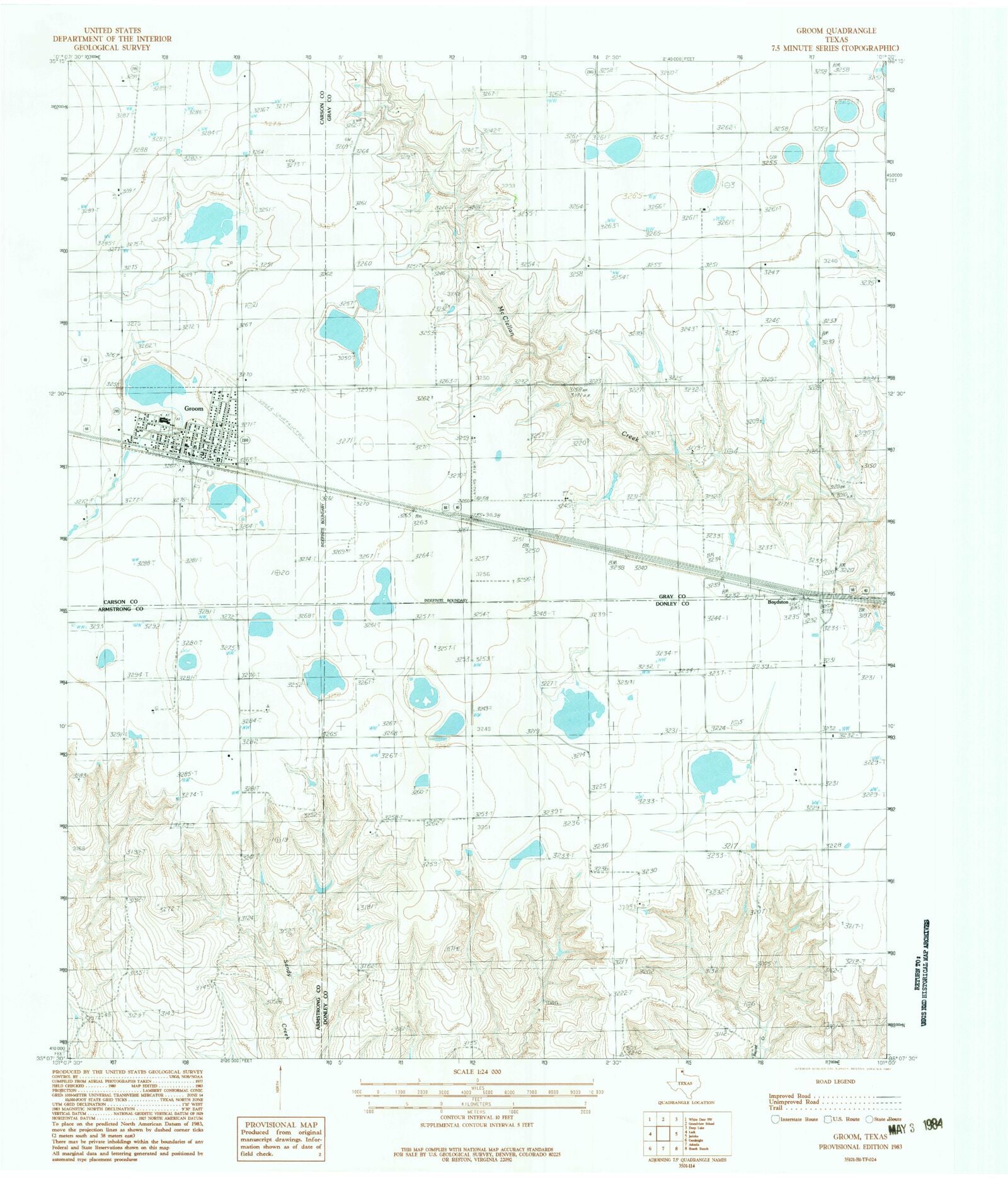 Classic USGS Groom Texas 7.5'x7.5' Topo Map – MyTopo Map Store