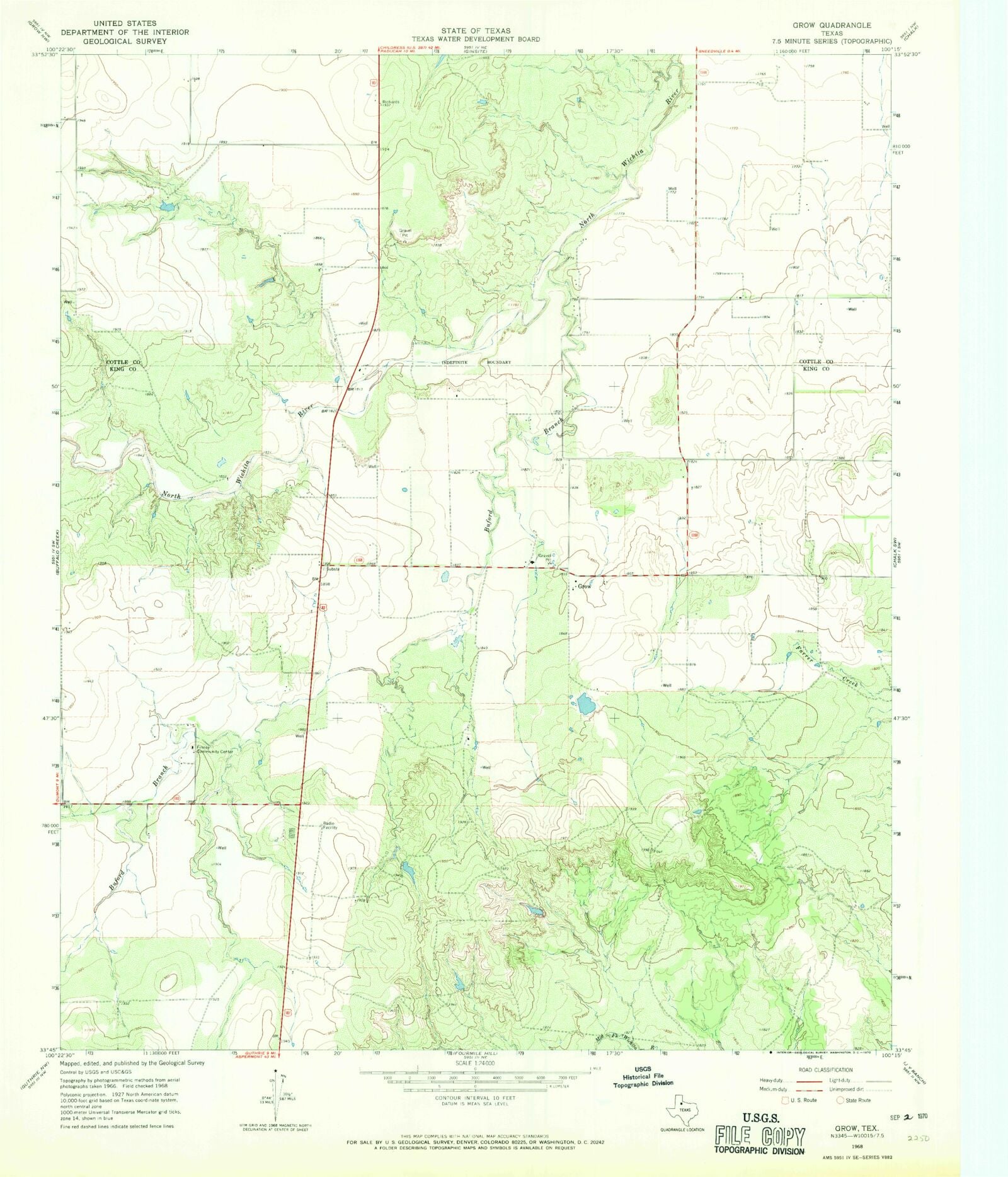 Classic USGS Grow Texas 7.5'x7.5' Topo Map – MyTopo Map Store