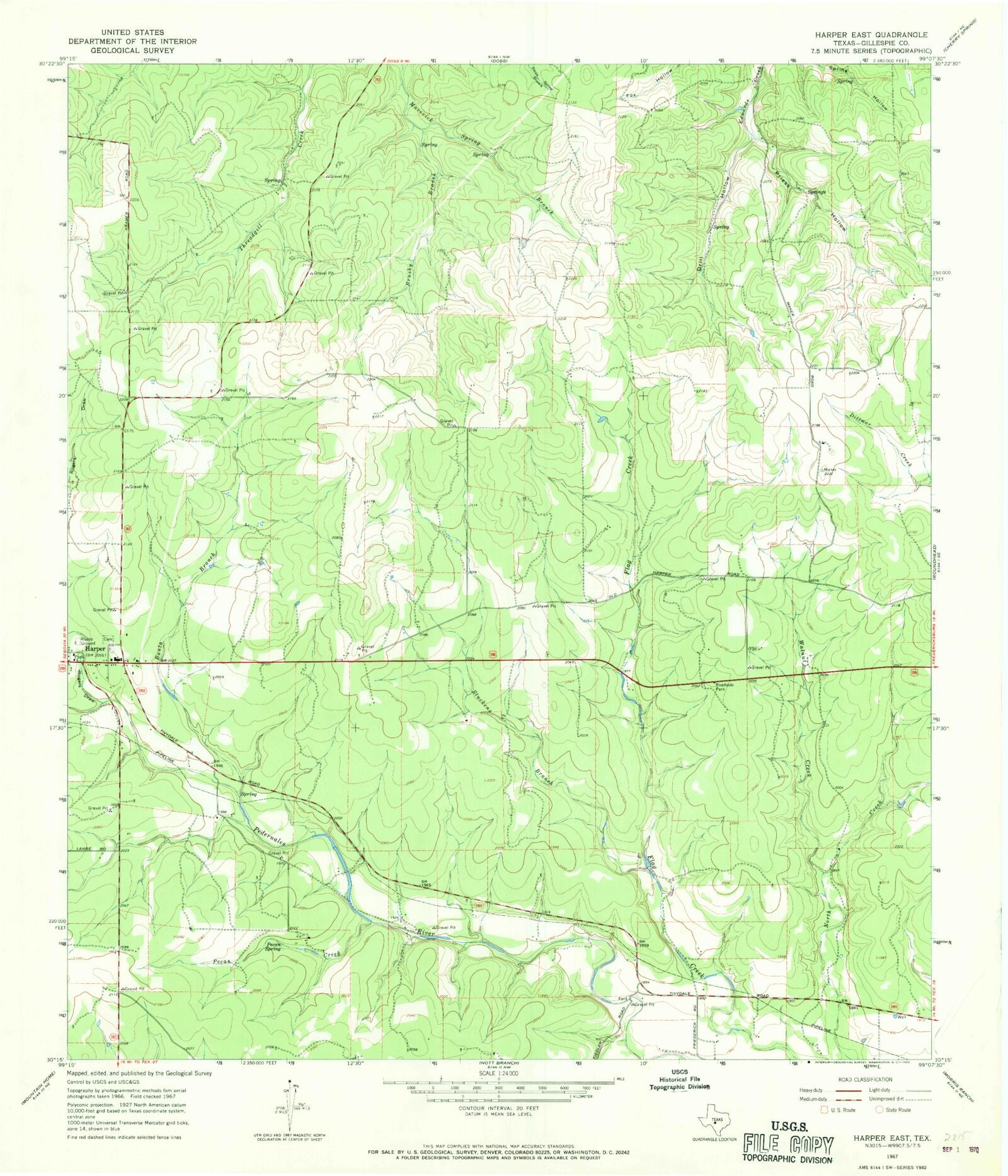 Classic USGS Harper East Texas 7.5'x7.5' Topo Map – MyTopo Map Store