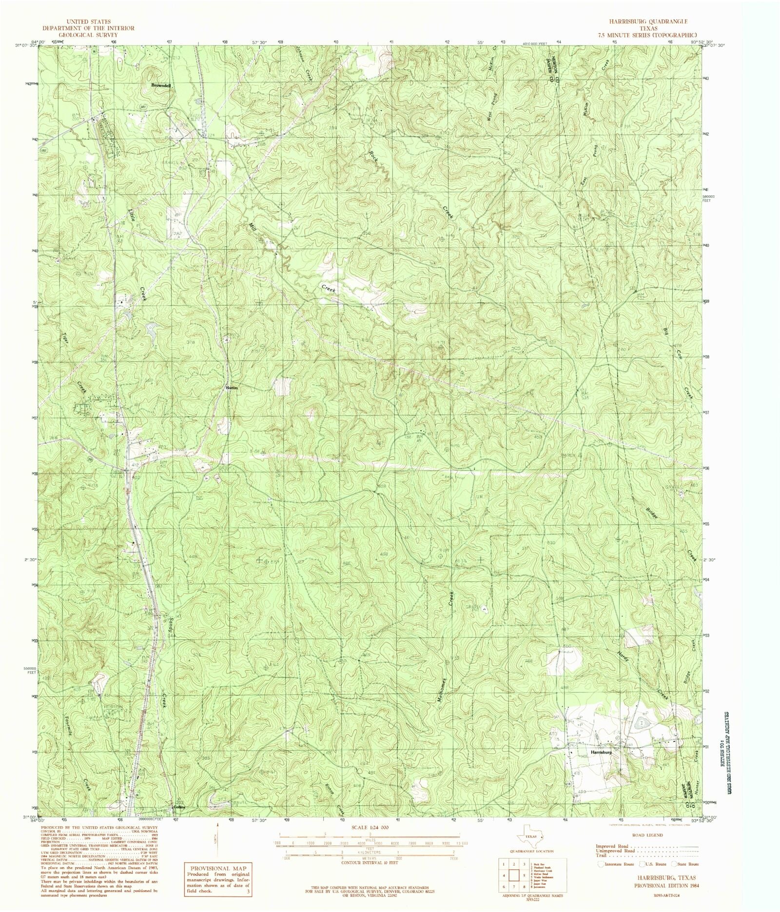 Classic USGS Harrisburg Texas 7.5'x7.5' Topo Map – MyTopo Map Store