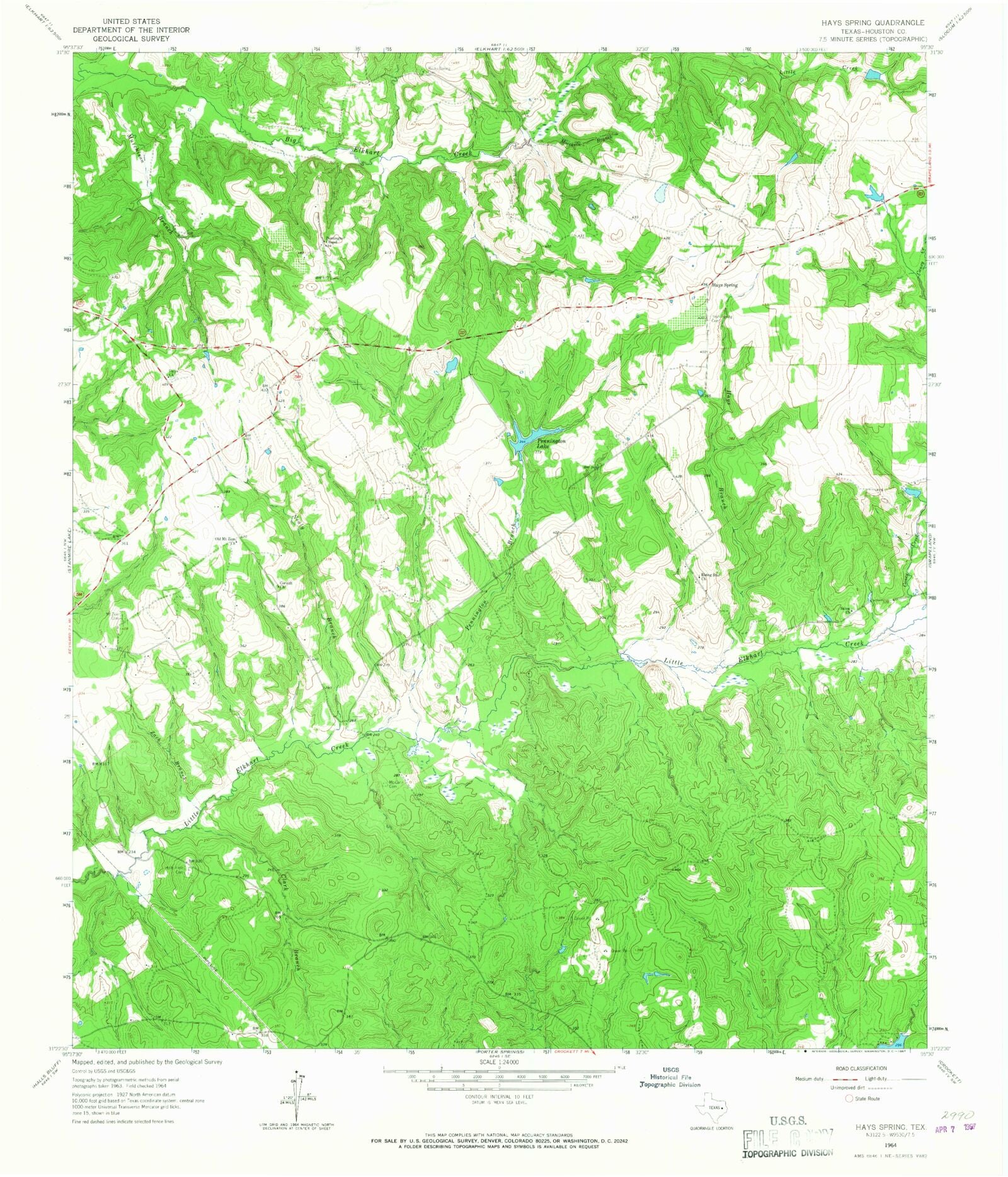 Classic USGS Hays Spring Texas 7.5'x7.5' Topo Map – MyTopo Map Store