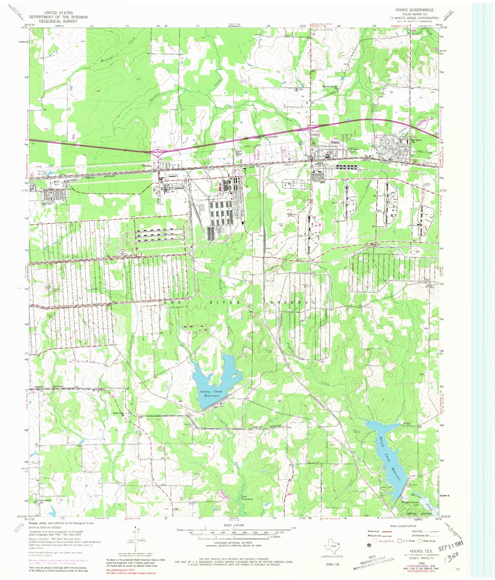 Classic USGS Hooks Texas 7.5'x7.5' Topo Map – MyTopo Map Store