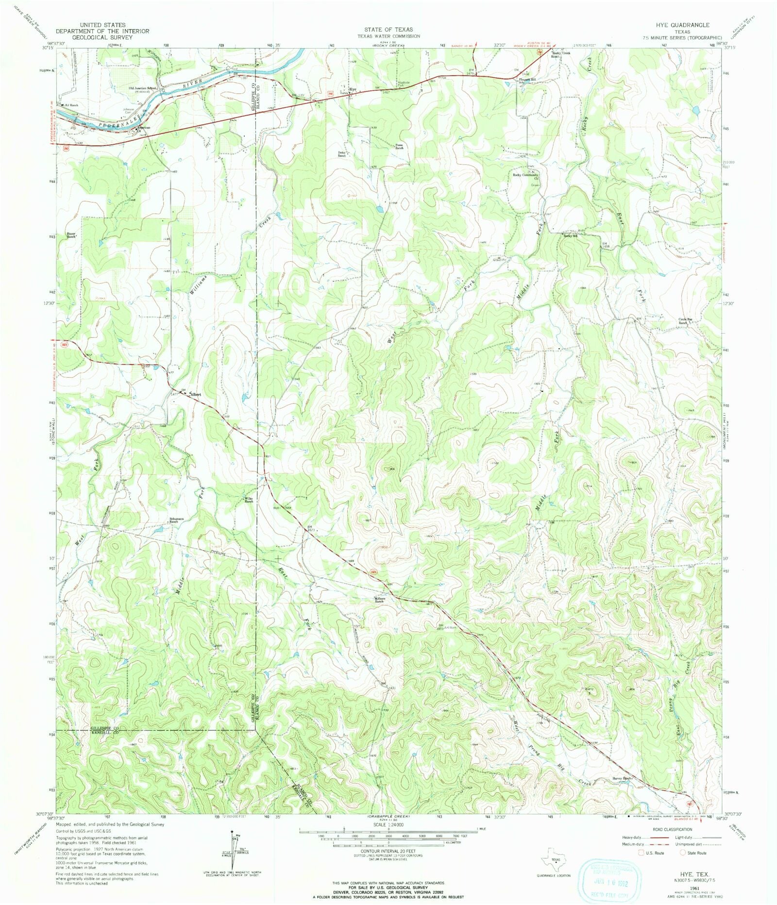 Classic USGS Hye Texas 7.5'x7.5' Topo Map – MyTopo Map Store