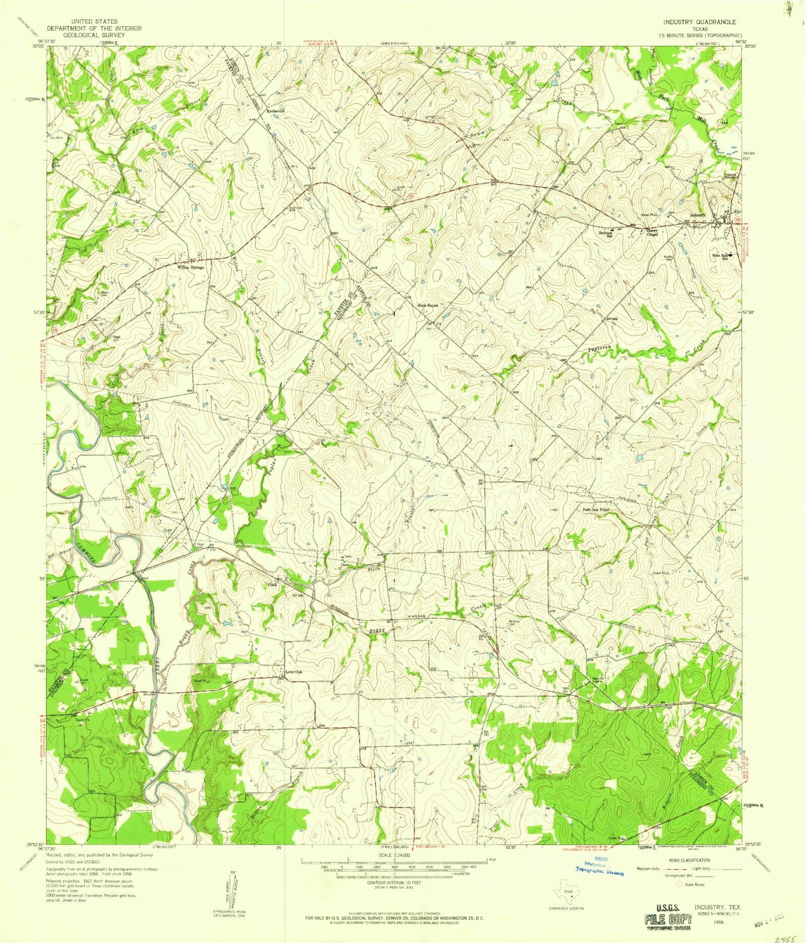 Classic USGS Industry Texas 7.5'x7.5' Topo Map – MyTopo Map Store