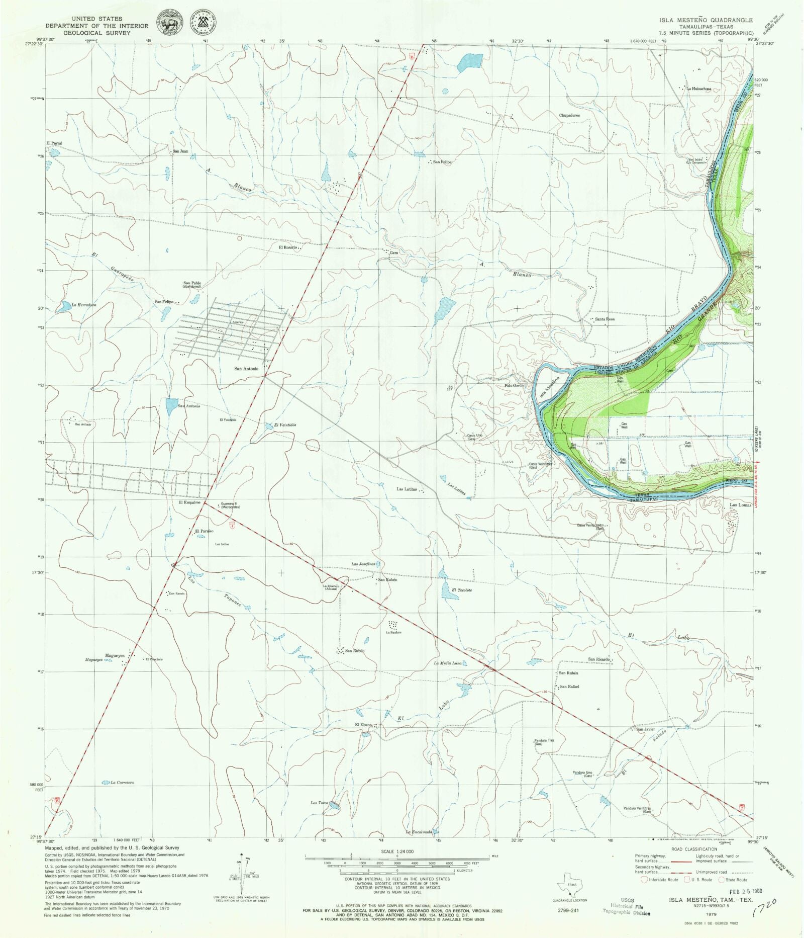 Classic USGS Isla Mesteno Texas 7.5'x7.5' Topo Map – MyTopo Map Store
