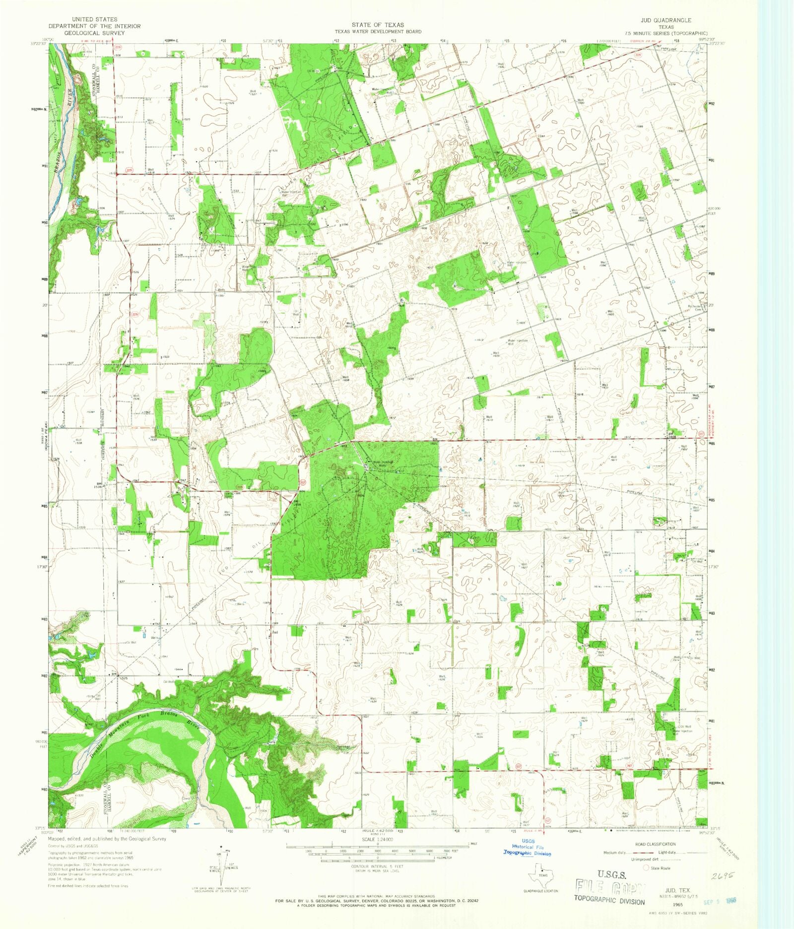 Classic USGS Jud Texas 7.5'x7.5' Topo Map – MyTopo Map Store