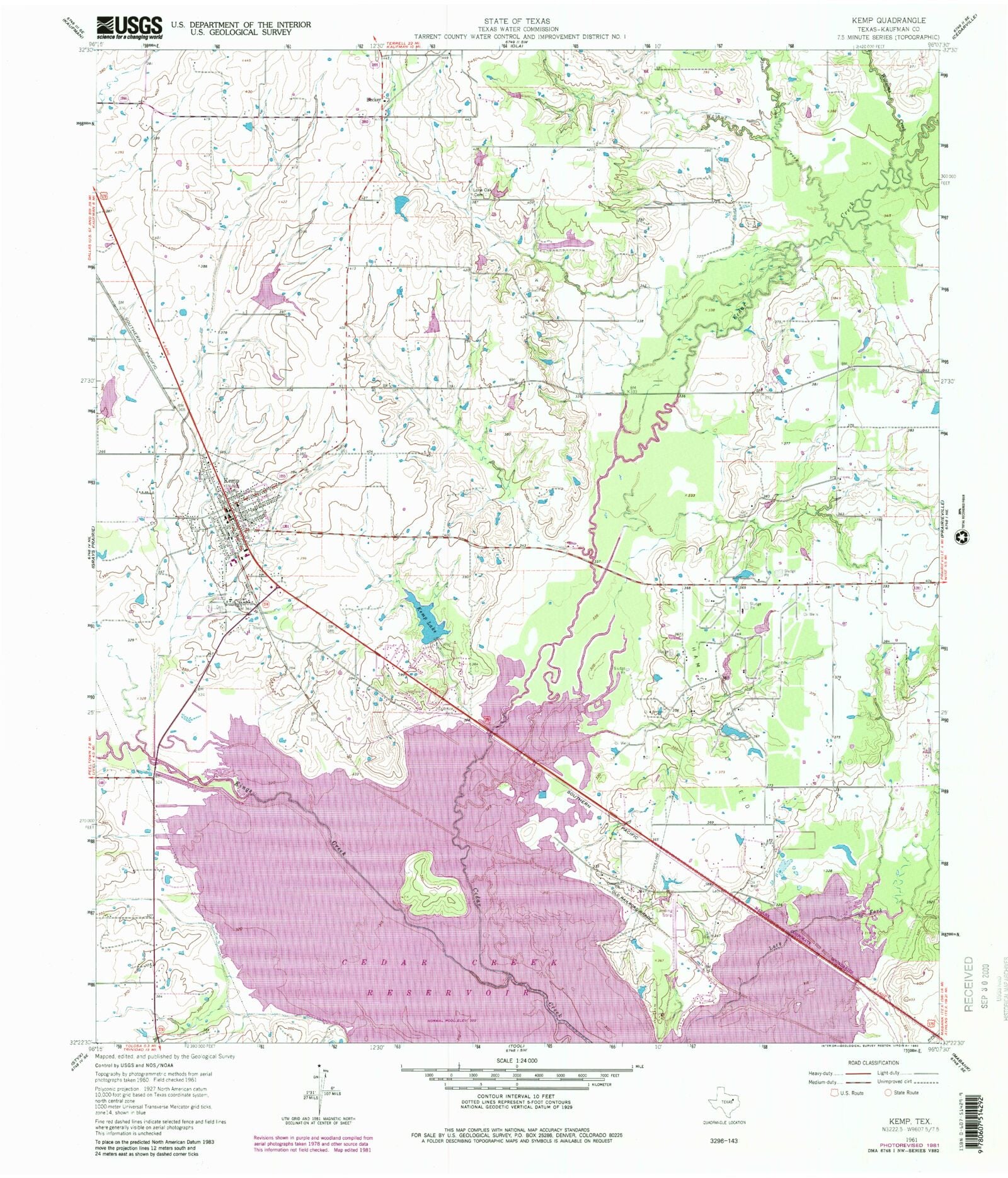 Classic USGS Kemp Texas 7.5'x7.5' Topo Map – MyTopo Map Store