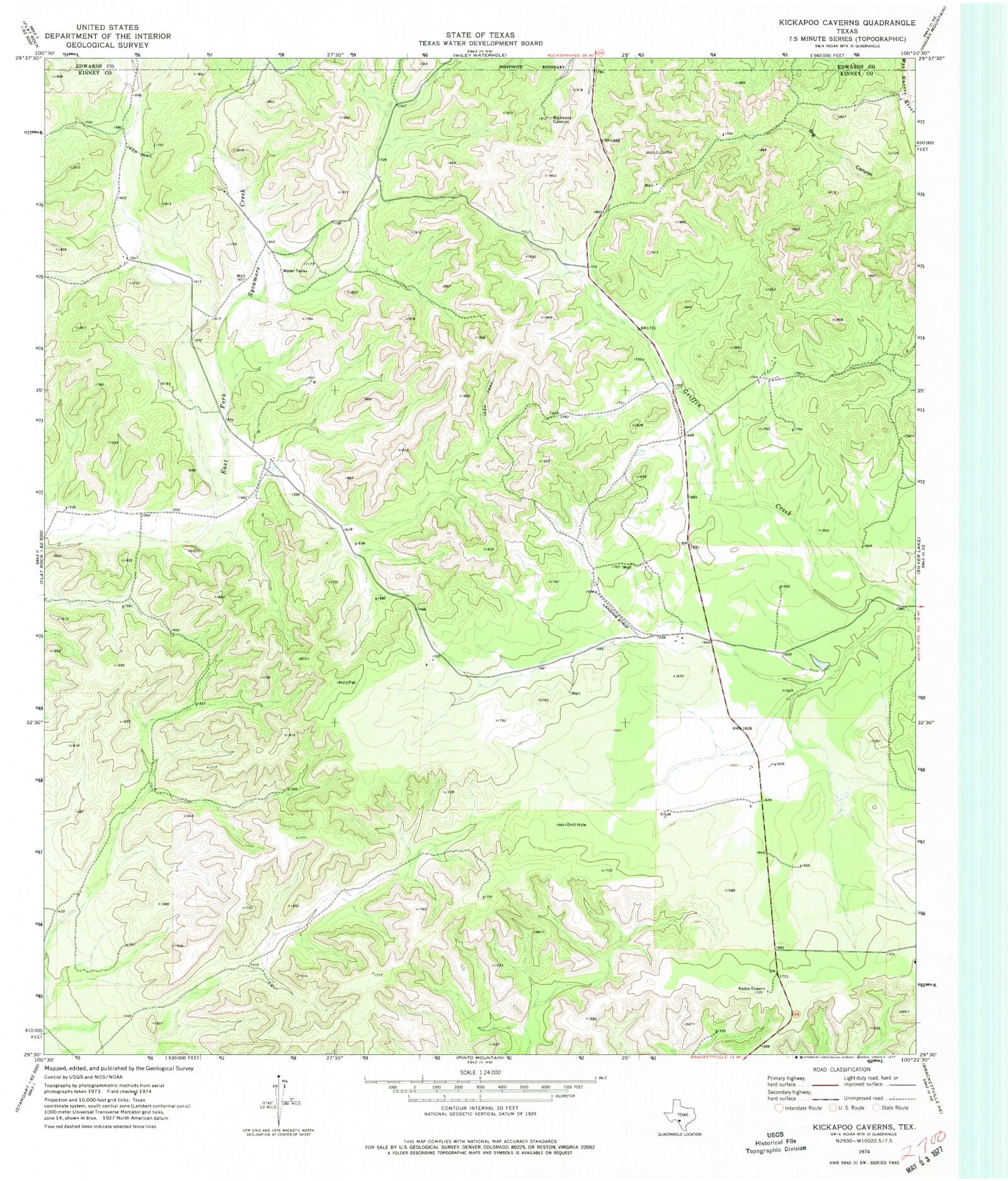 Classic USGS Kickapoo Caverns Texas 7.5'x7.5' Topo Map – MyTopo Map Store