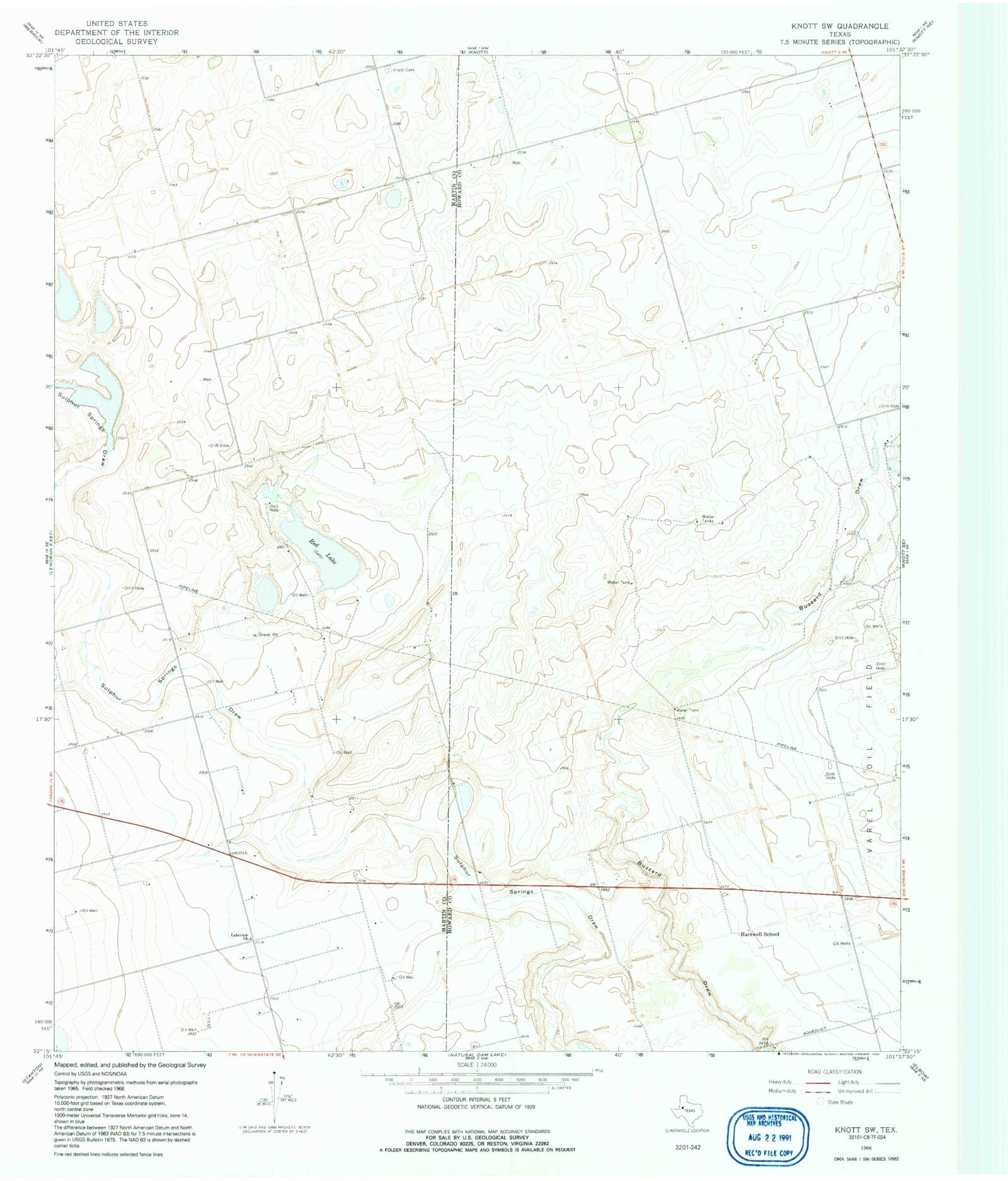 Classic USGS Knott SW Texas 7.5'x7.5' Topo Map – MyTopo Map Store