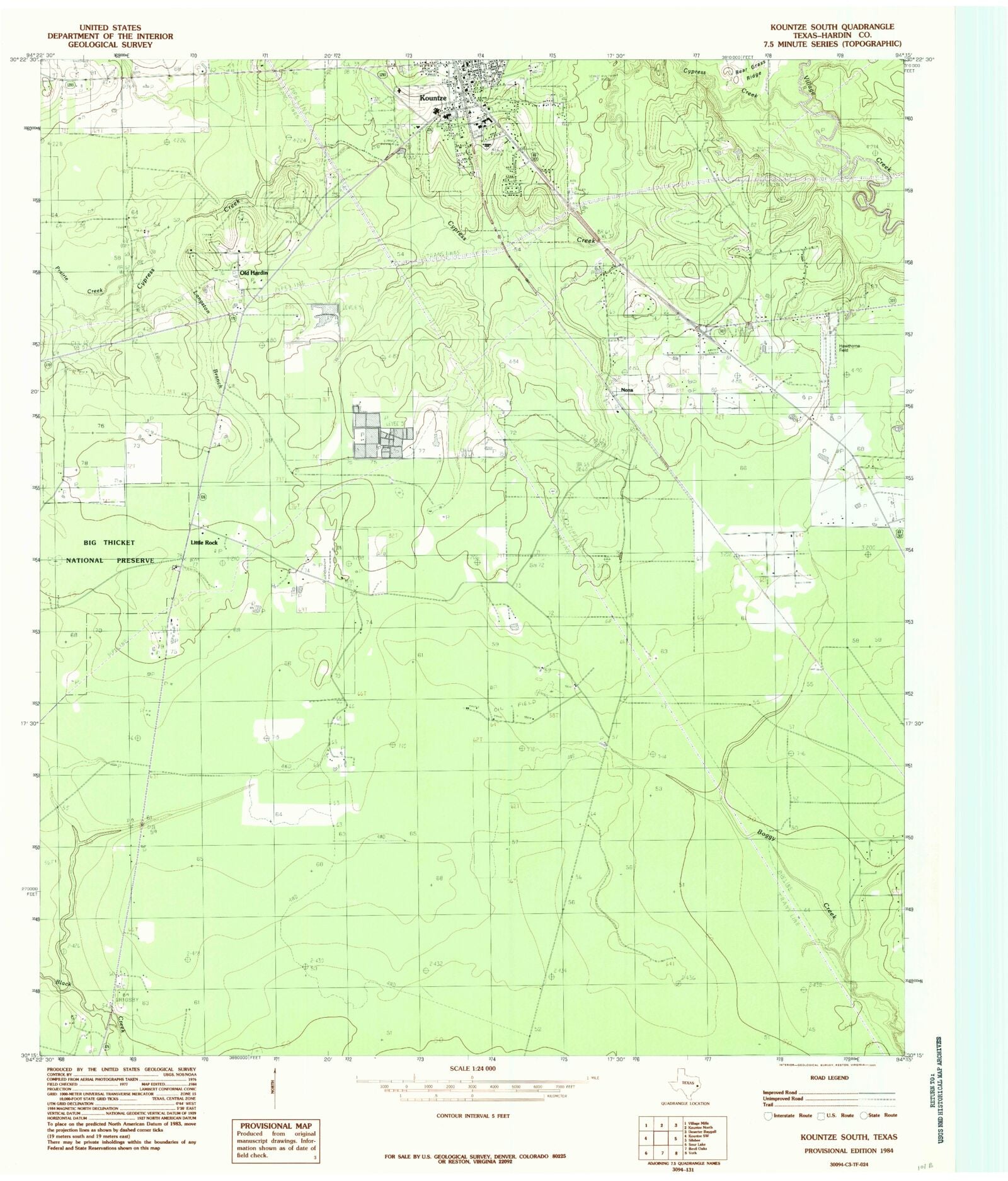 Classic USGS Kountze South Texas 7.5'x7.5' Topo Map – MyTopo Map Store