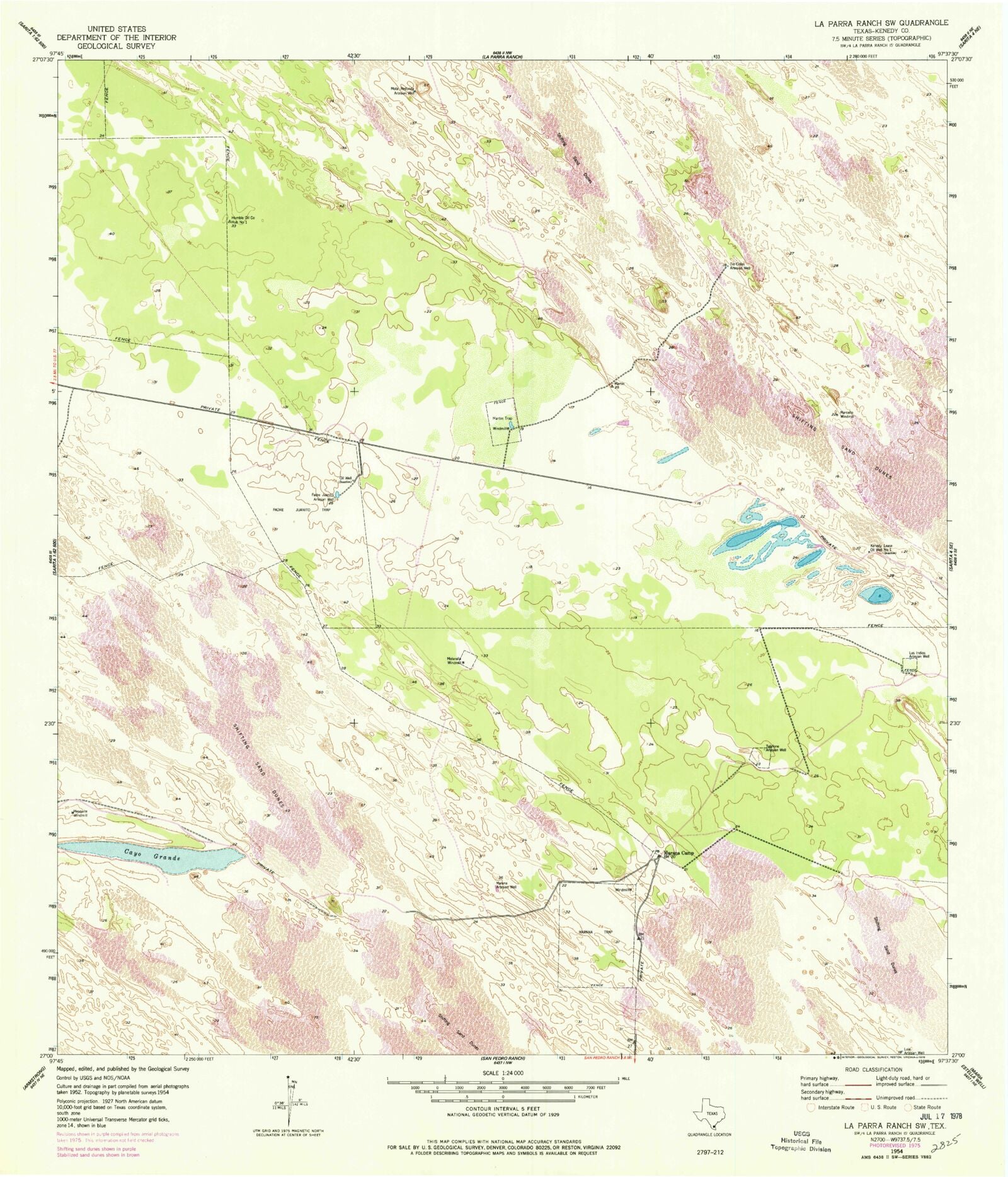 Classic USGS La Parra Ranch SW Texas 7.5'x7.5' Topo Map – MyTopo Map Store