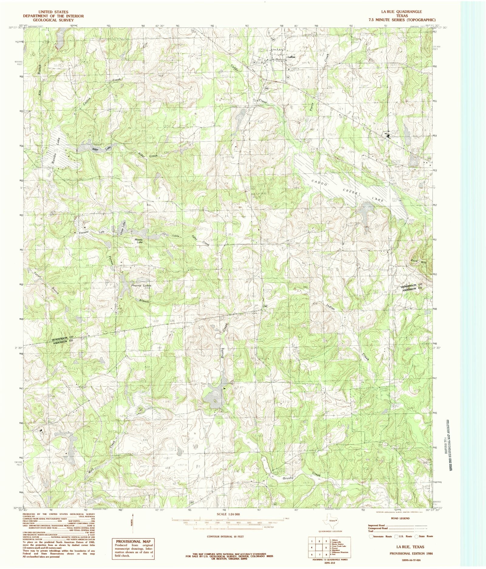Classic USGS LaRue Texas 7.5'x7.5' Topo Map – MyTopo Map Store