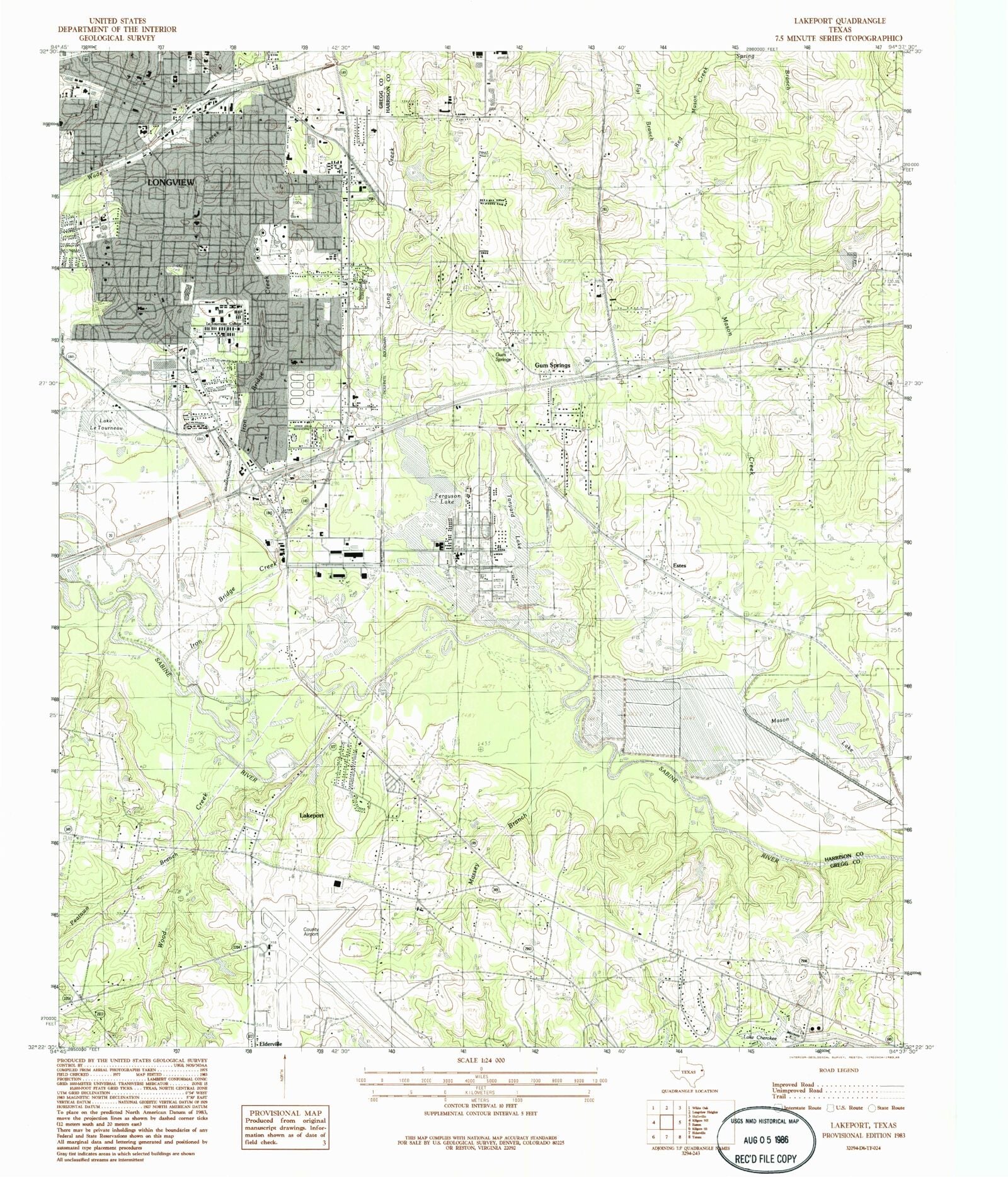 Classic USGS Lakeport Texas 7.5'x7.5' Topo Map – MyTopo Map Store