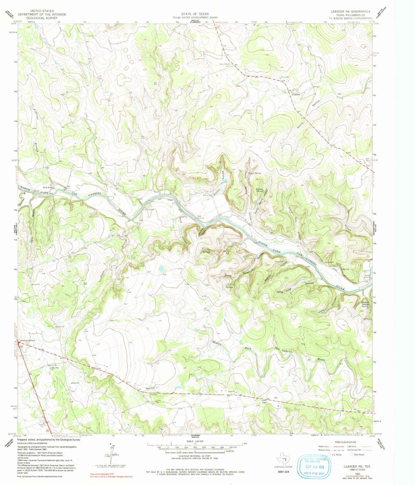 Classic USGS Leander NE Texas 7.5'x7.5' Topo Map – MyTopo Map Store