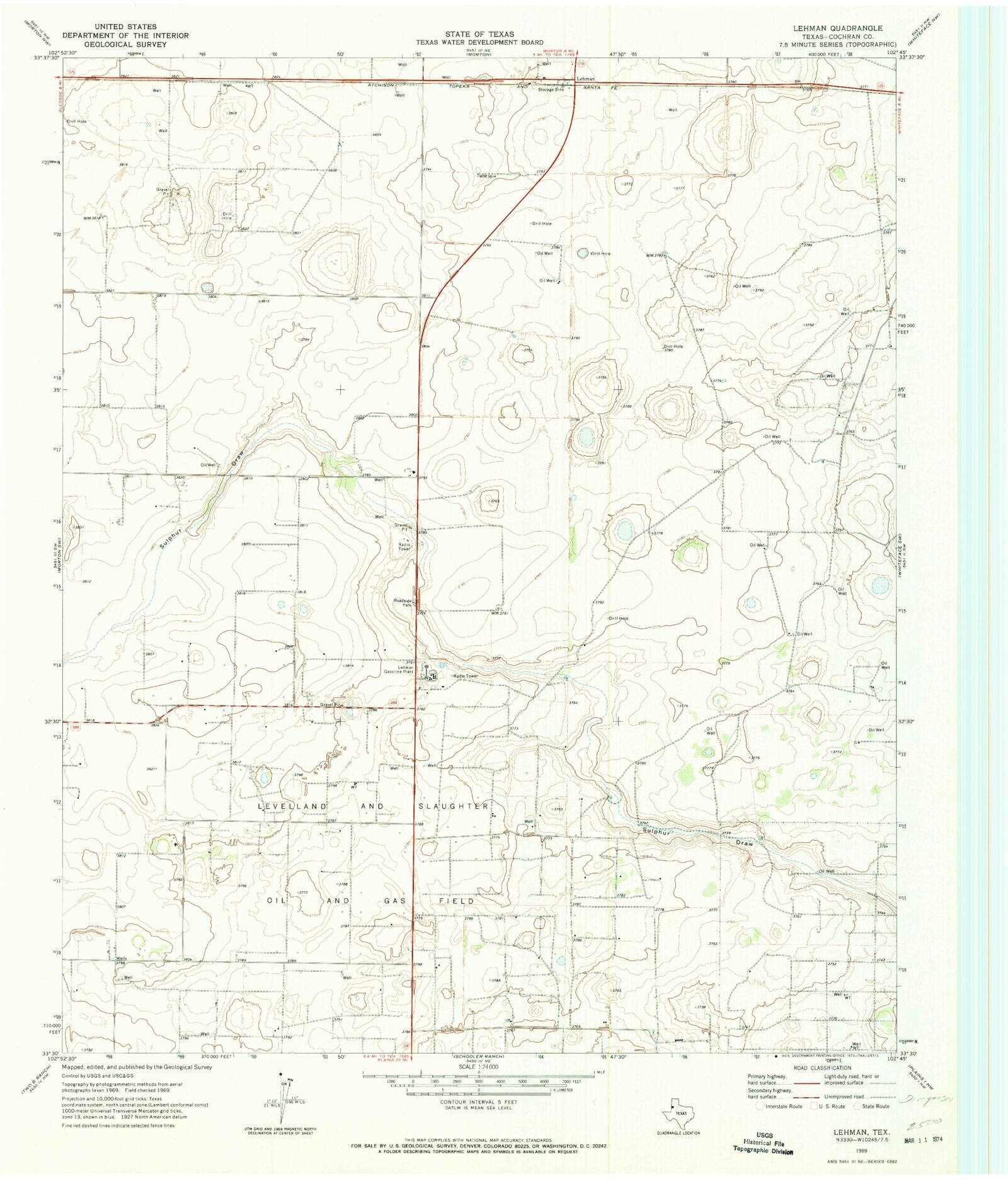 Classic USGS Lehman Texas 7.5'x7.5' Topo Map – MyTopo Map Store