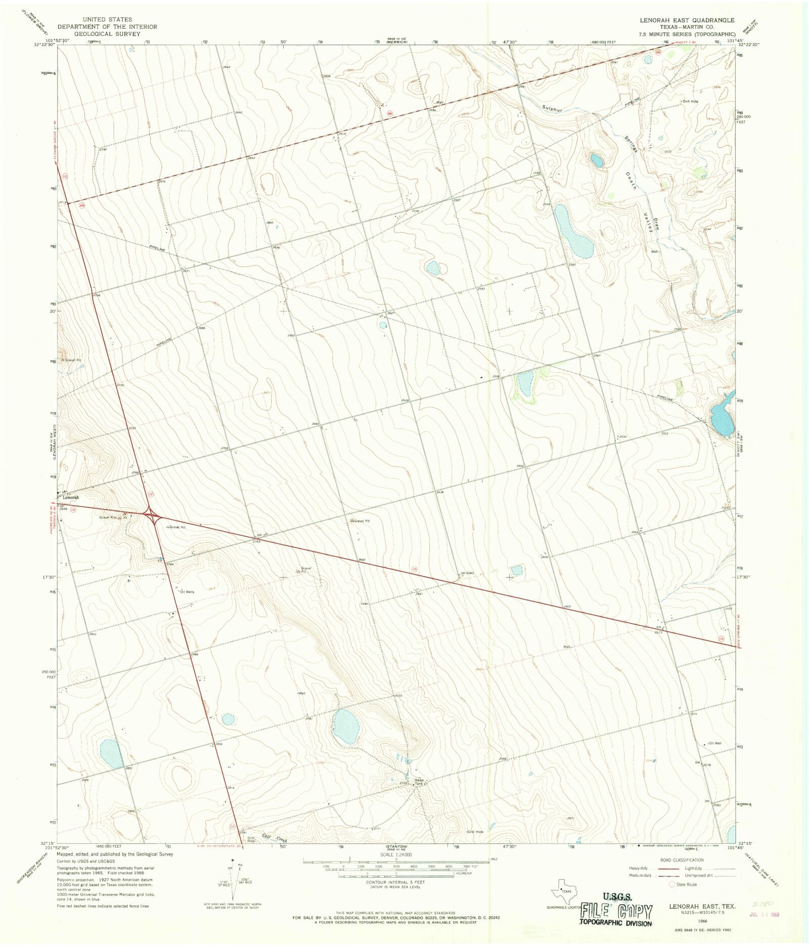 Classic USGS Lenorah East Texas 7.5'x7.5' Topo Map – MyTopo Map Store