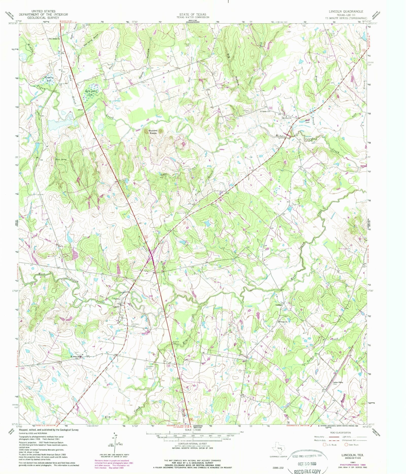 Classic USGS Lincoln Texas 7.5'x7.5' Topo Map – MyTopo Map Store