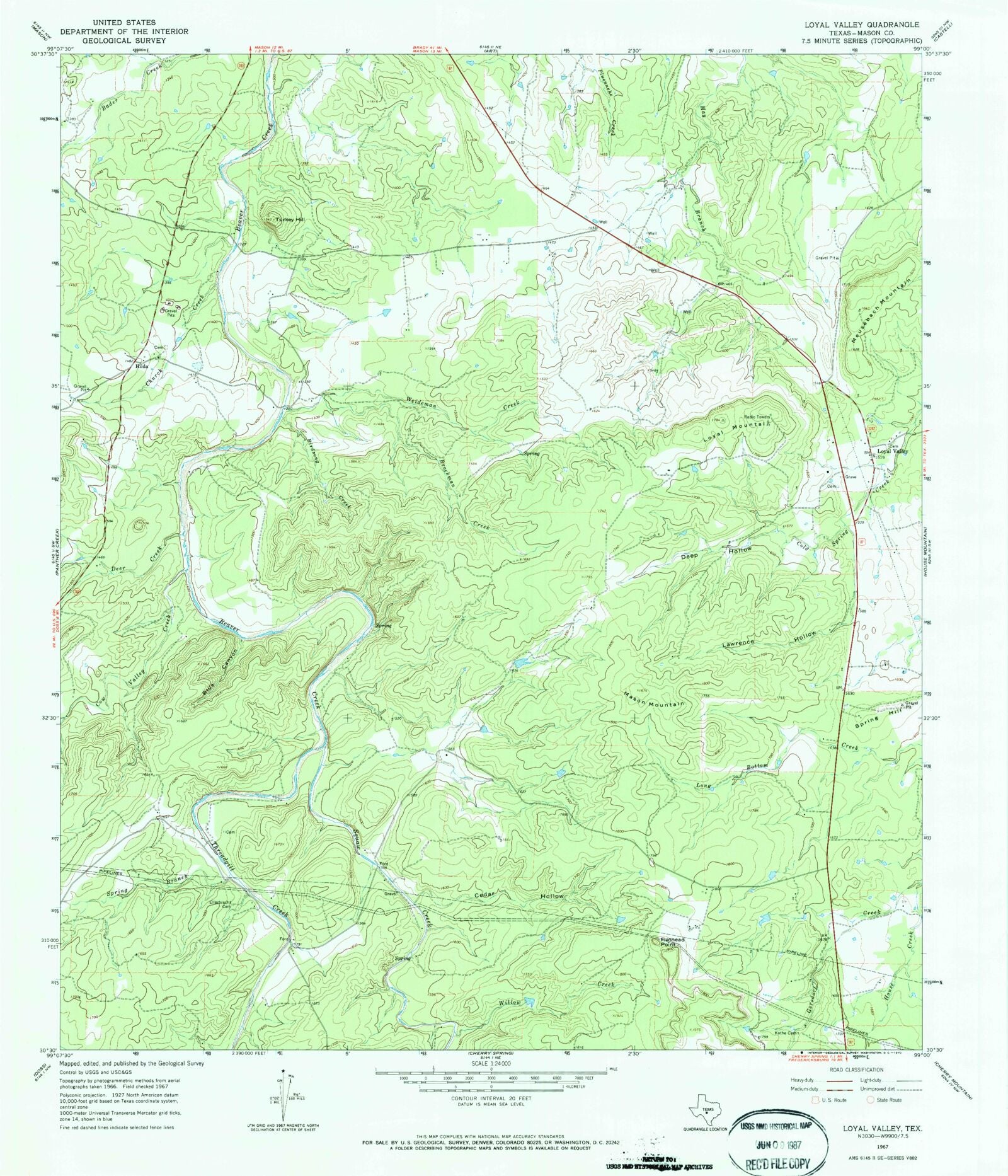 Classic USGS Loyal Valley Texas 7.5'x7.5' Topo Map – MyTopo Map Store