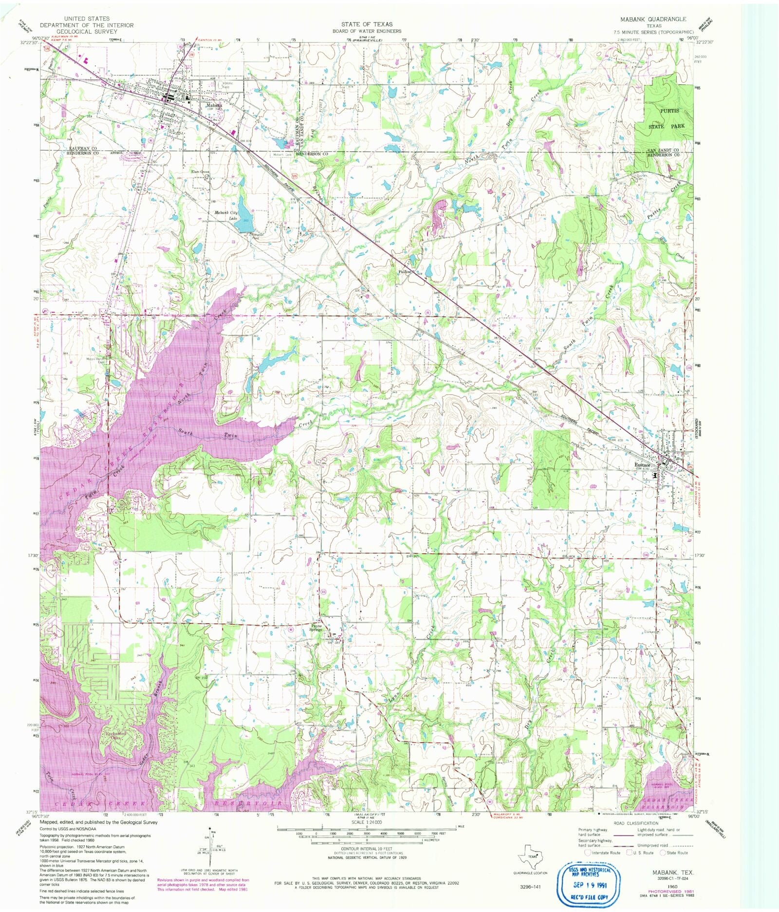 Classic USGS Mabank Texas 7.5'x7.5' Topo Map – MyTopo Map Store