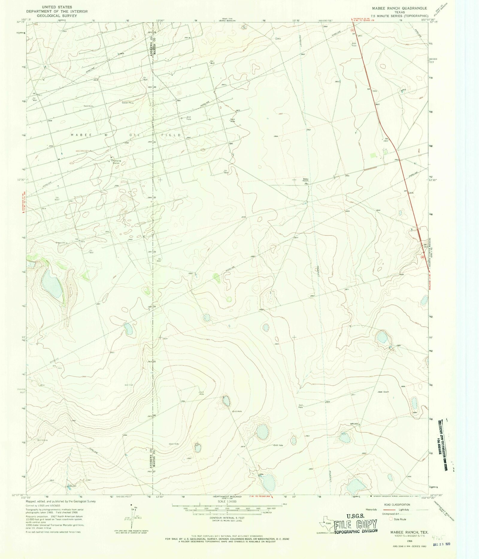 Classic USGS Mabee Ranch Texas 7.5'x7.5' Topo Map – MyTopo Map Store