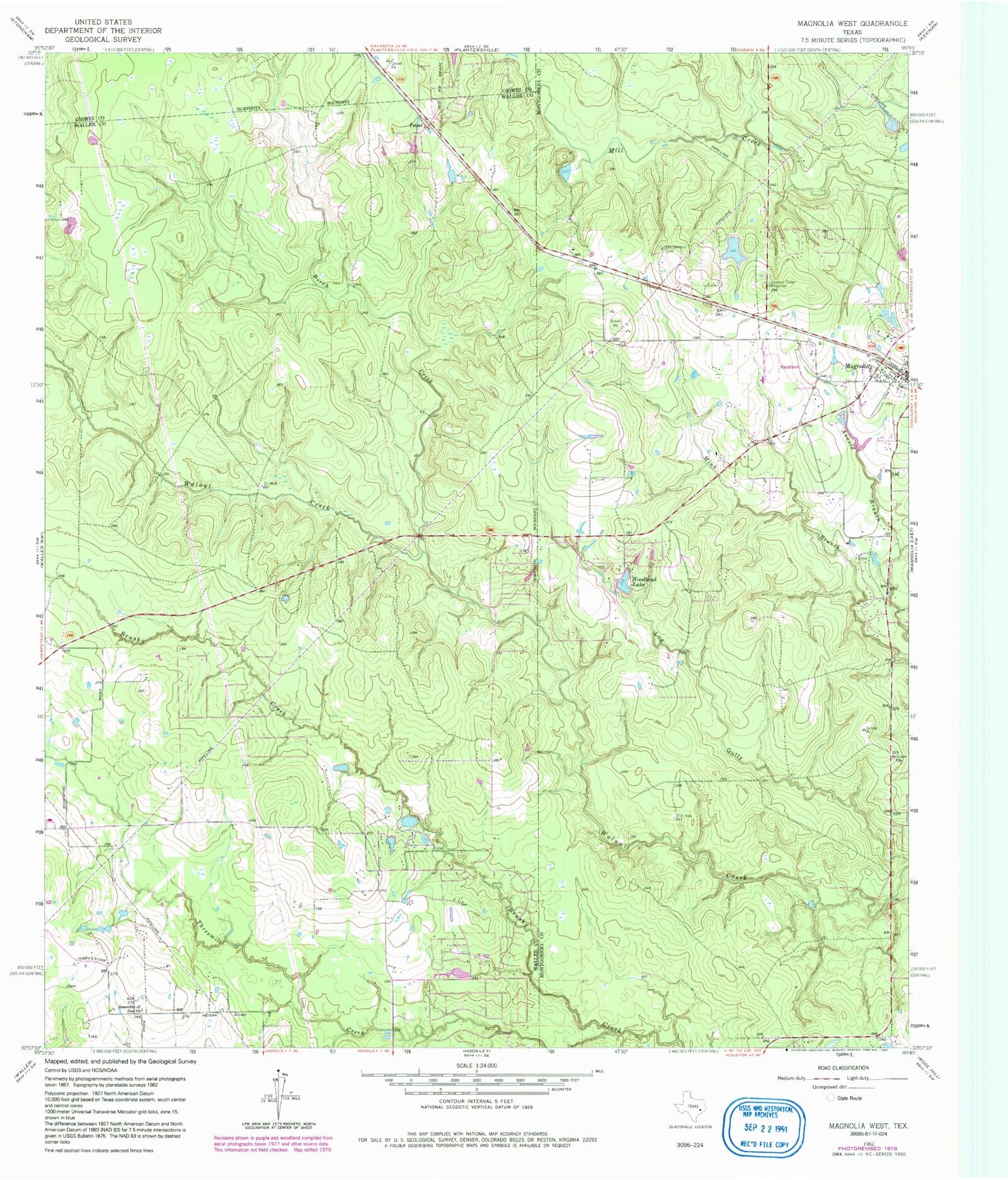 Classic USGS Magnolia West Texas 7.5'x7.5' Topo Map – MyTopo Map Store