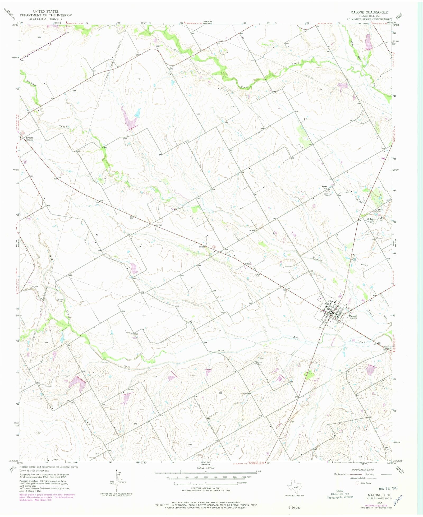 Classic USGS Malone Texas 7.5'x7.5' Topo Map – MyTopo Map Store