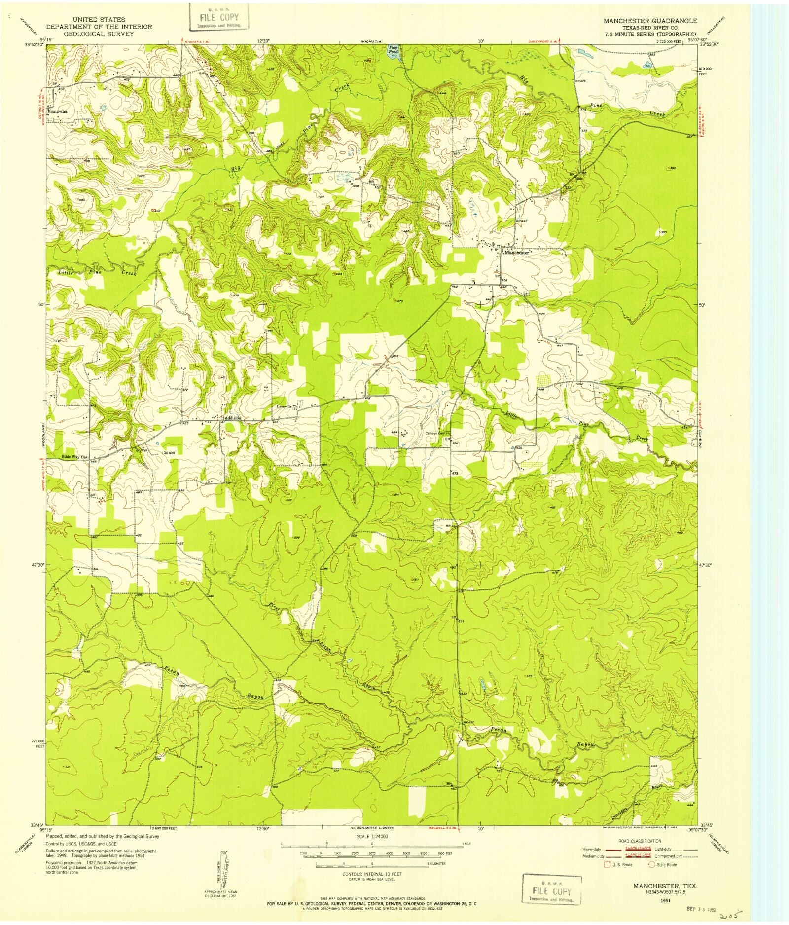 Classic USGS Manchester Texas 7.5'x7.5' Topo Map – MyTopo Map Store