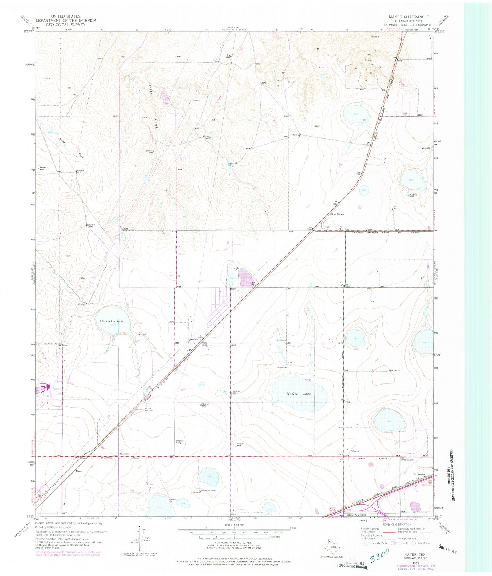Classic USGS Mayer Texas 7.5'x7.5' Topo Map – MyTopo Map Store
