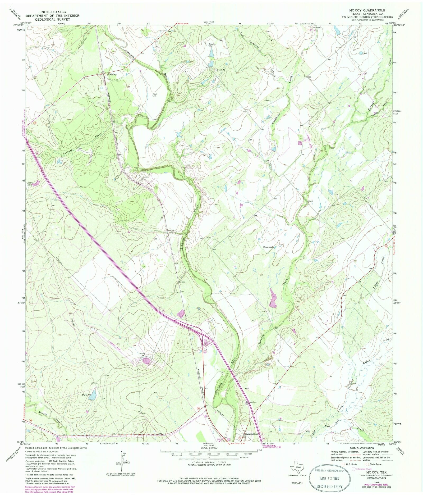 Classic USGS McCoy Texas 7.5'x7.5' Topo Map – MyTopo Map Store