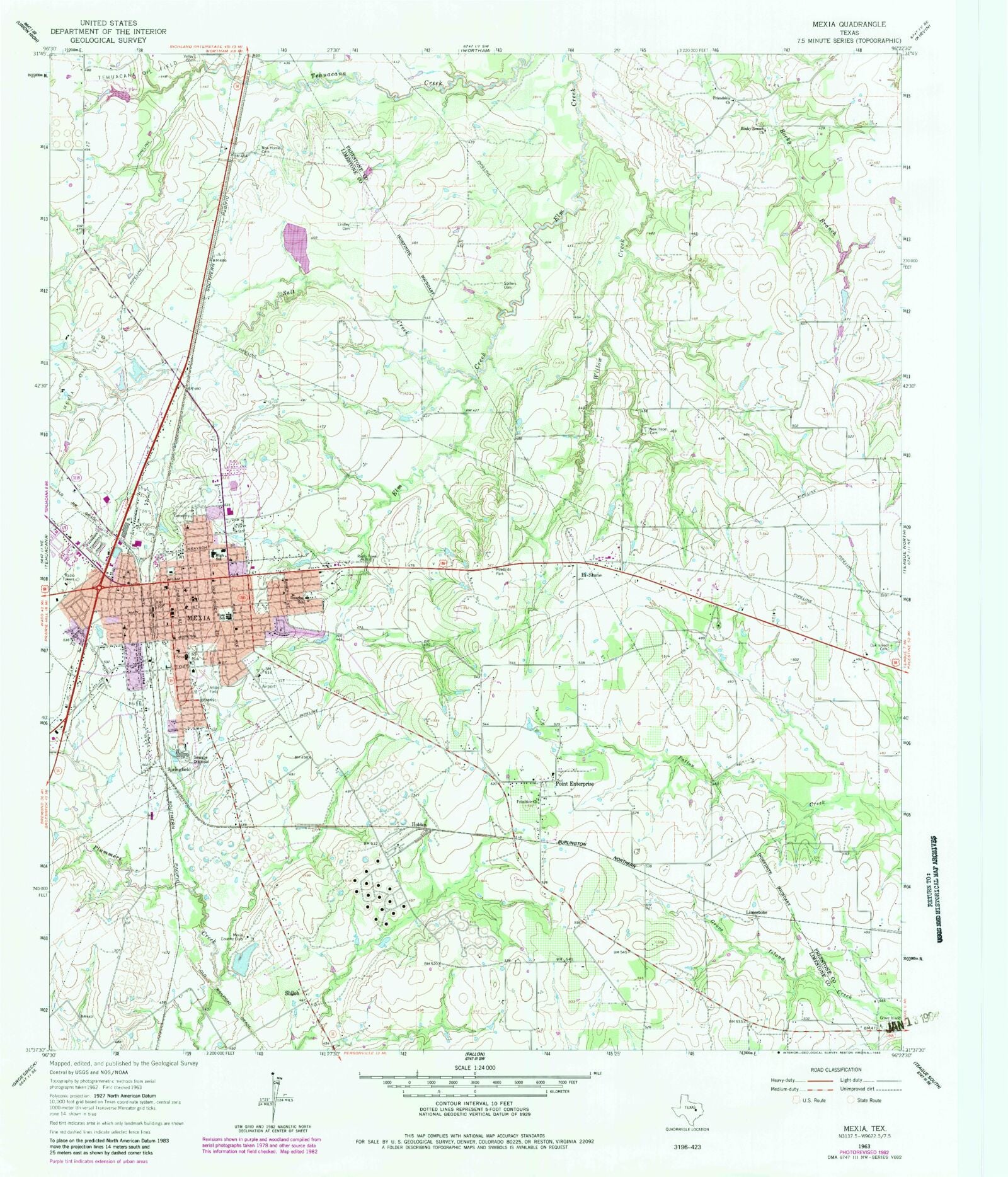 Classic USGS Mexia Texas 7.5'x7.5' Topo Map – MyTopo Map Store