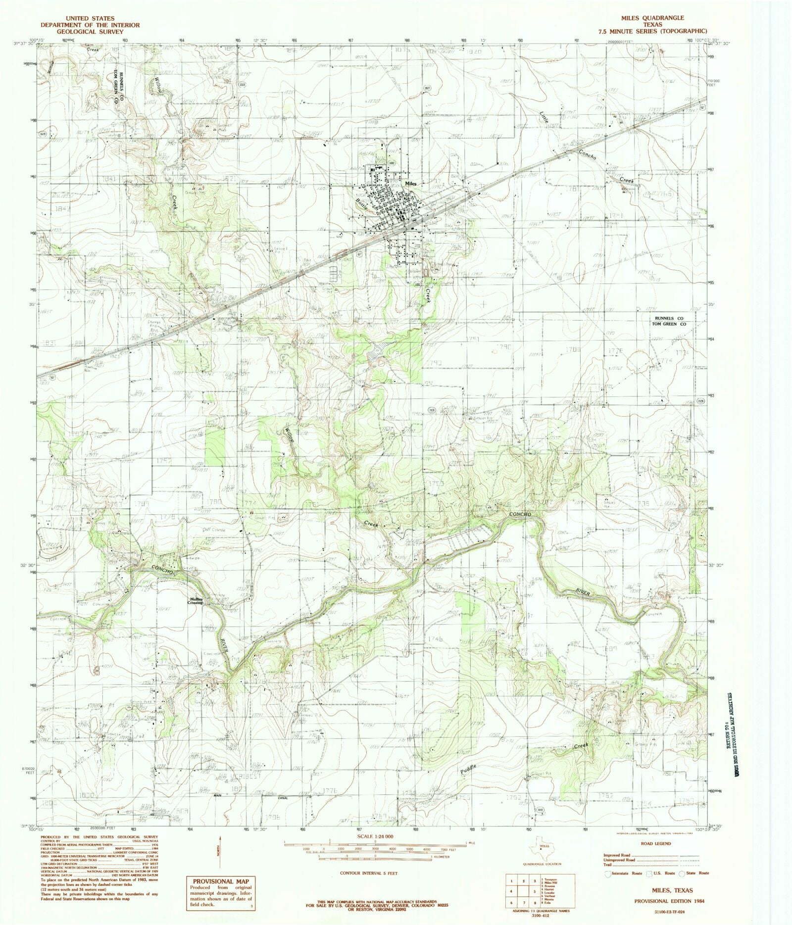 Classic USGS Miles Texas 7.5'x7.5' Topo Map – MyTopo Map Store