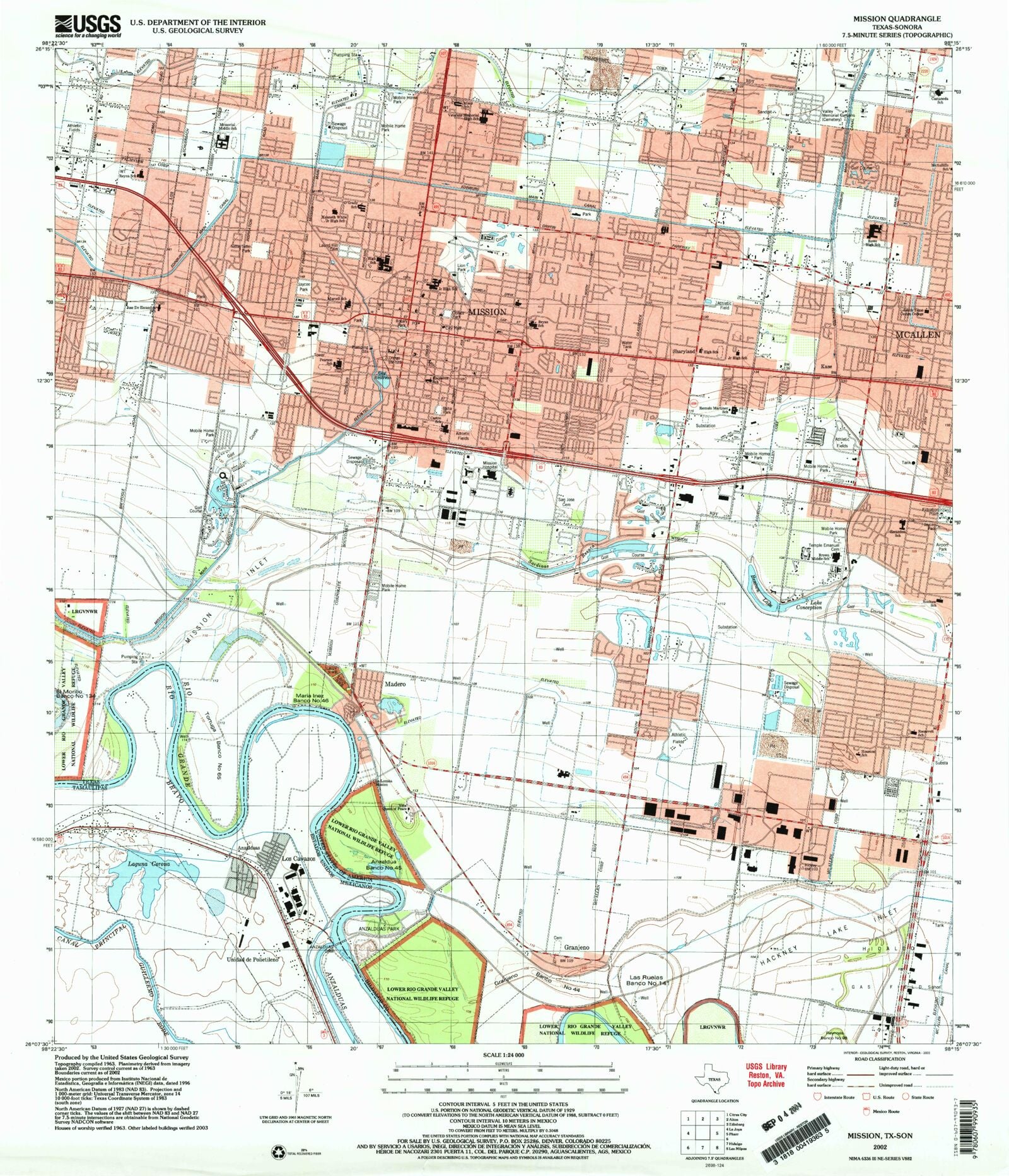Classic USGS Mission Texas 7.5'x7.5' Topo Map – MyTopo Map Store