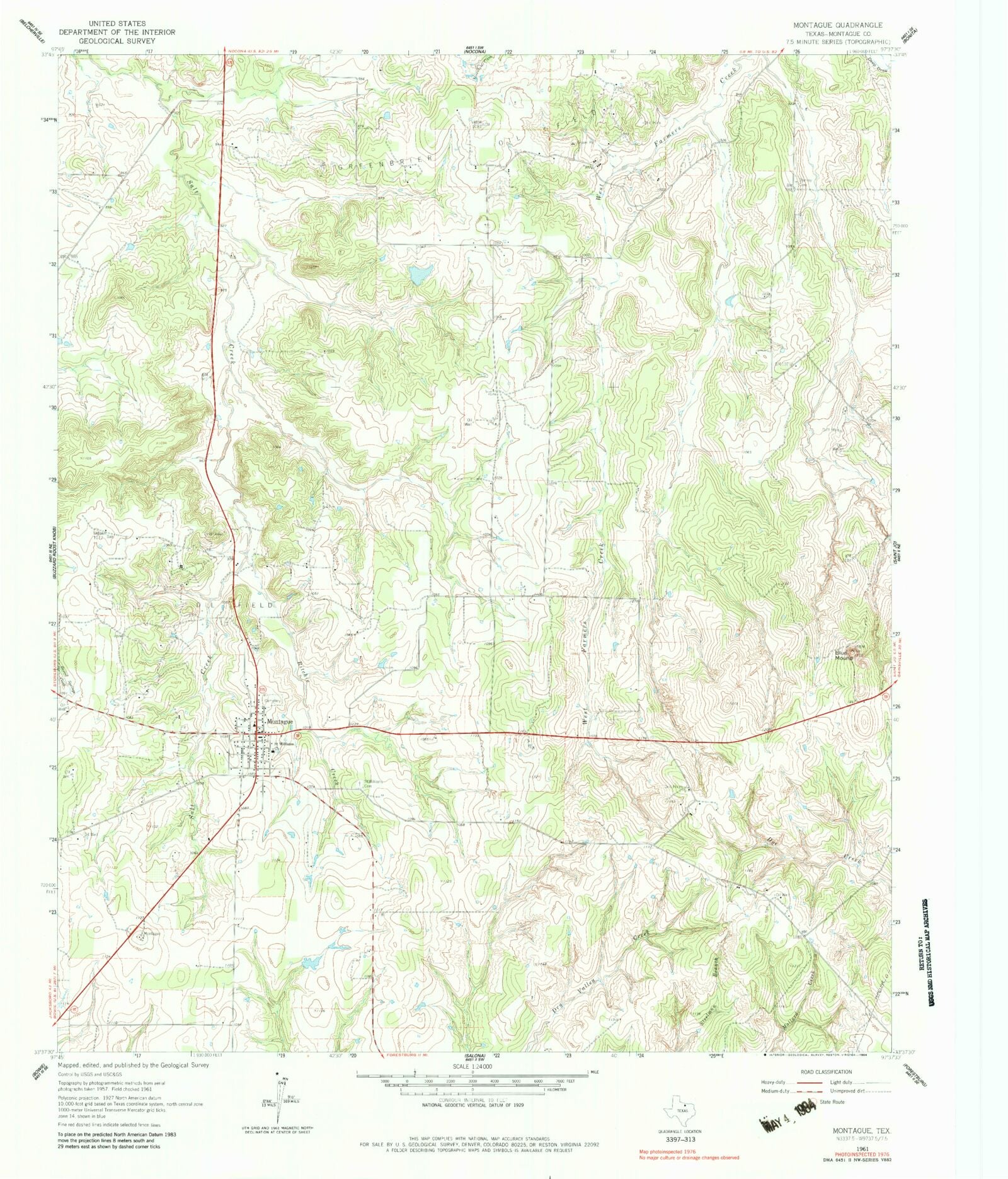 Classic USGS Montague Texas 7.5'x7.5' Topo Map – MyTopo Map Store