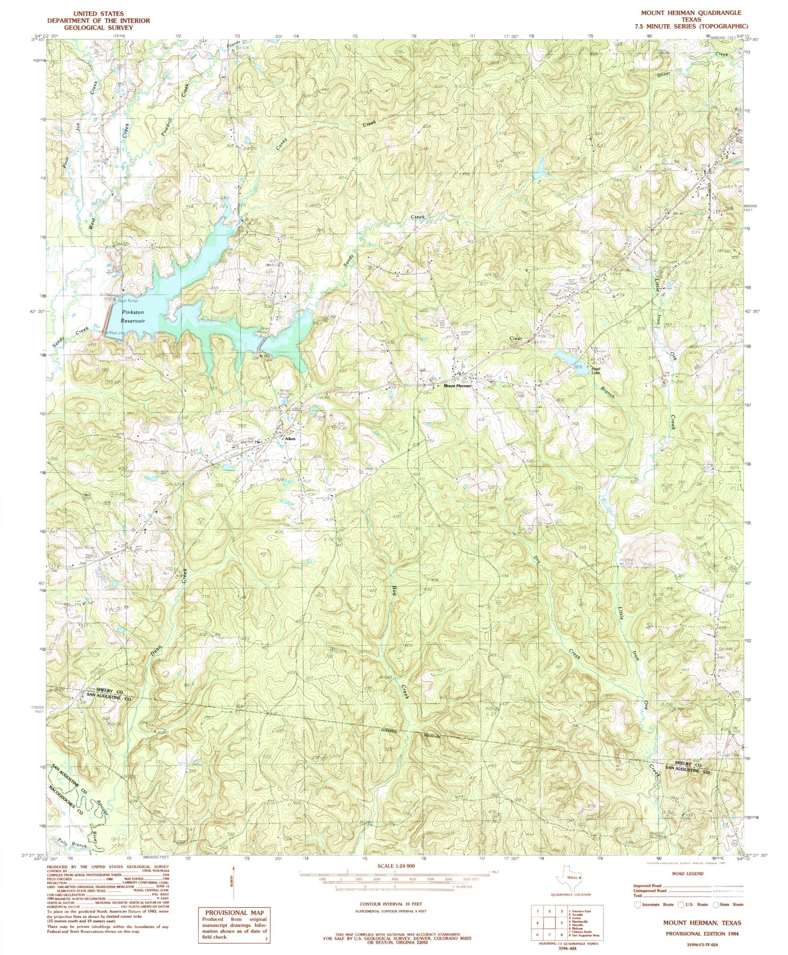 Classic USGS Mount Herman Texas 7.5'x7.5' Topo Map – MyTopo Map Store
