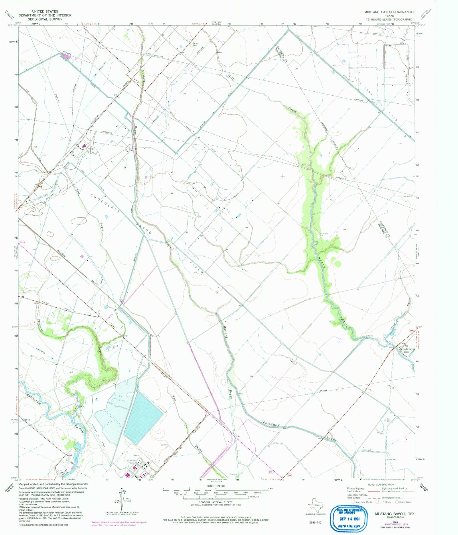 Classic USGS Mustang Bayou Texas 7.5'x7.5' Topo Map – MyTopo Map Store