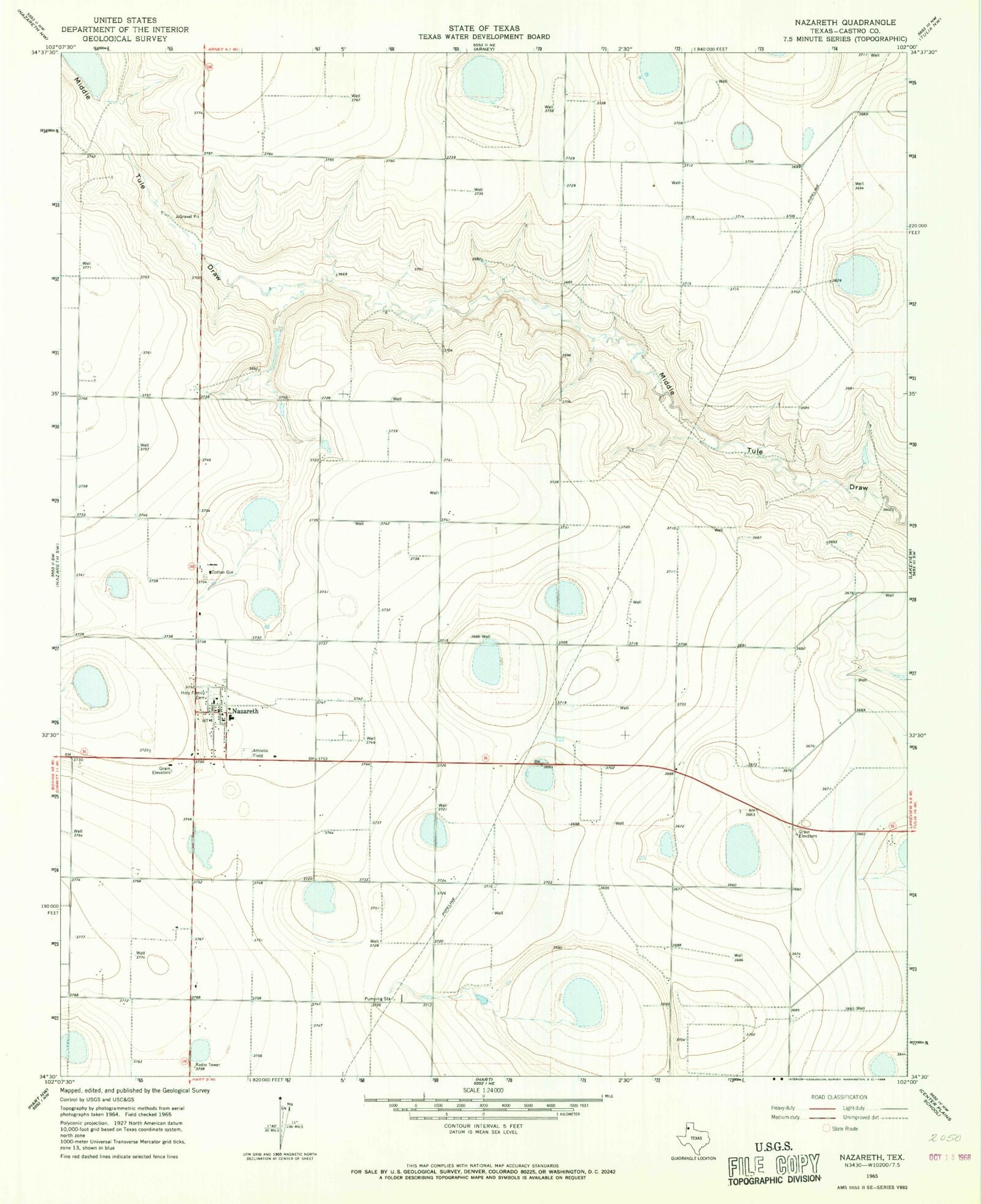 Classic USGS Nazareth Texas 7.5'x7.5' Topo Map – MyTopo Map Store