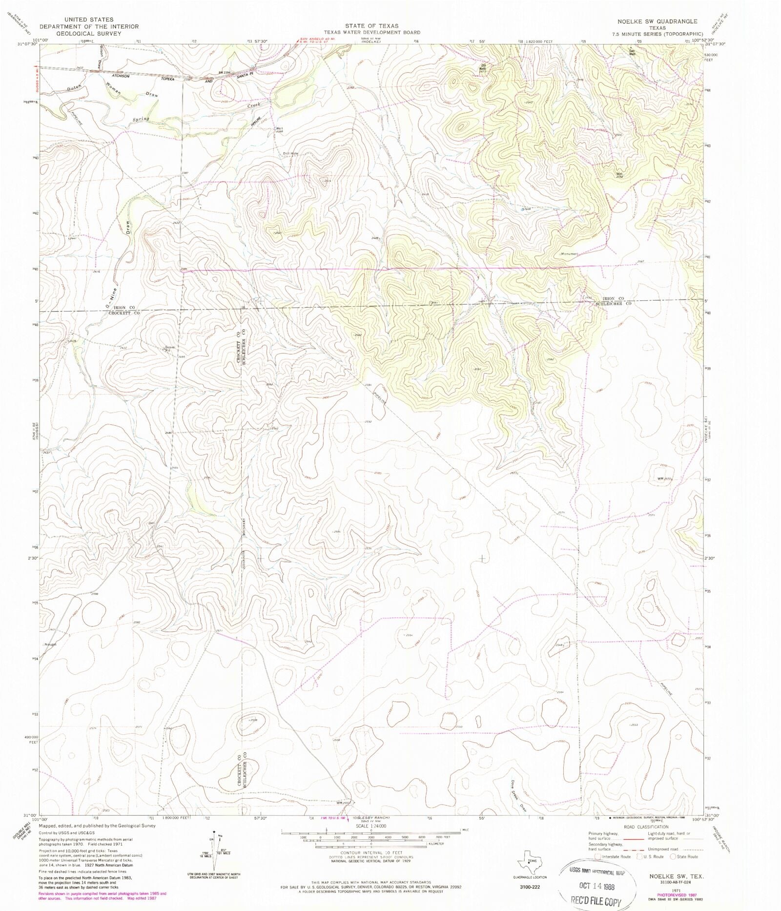 Classic USGS Noelke SW Texas 7.5'x7.5' Topo Map – MyTopo Map Store