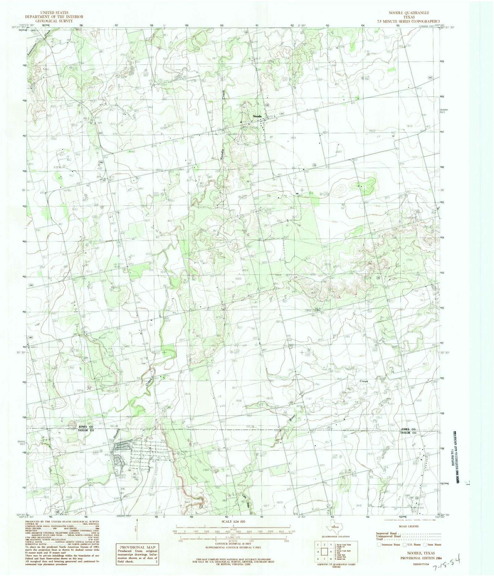 Classic USGS Noodle Texas 7.5'x7.5' Topo Map – MyTopo Map Store