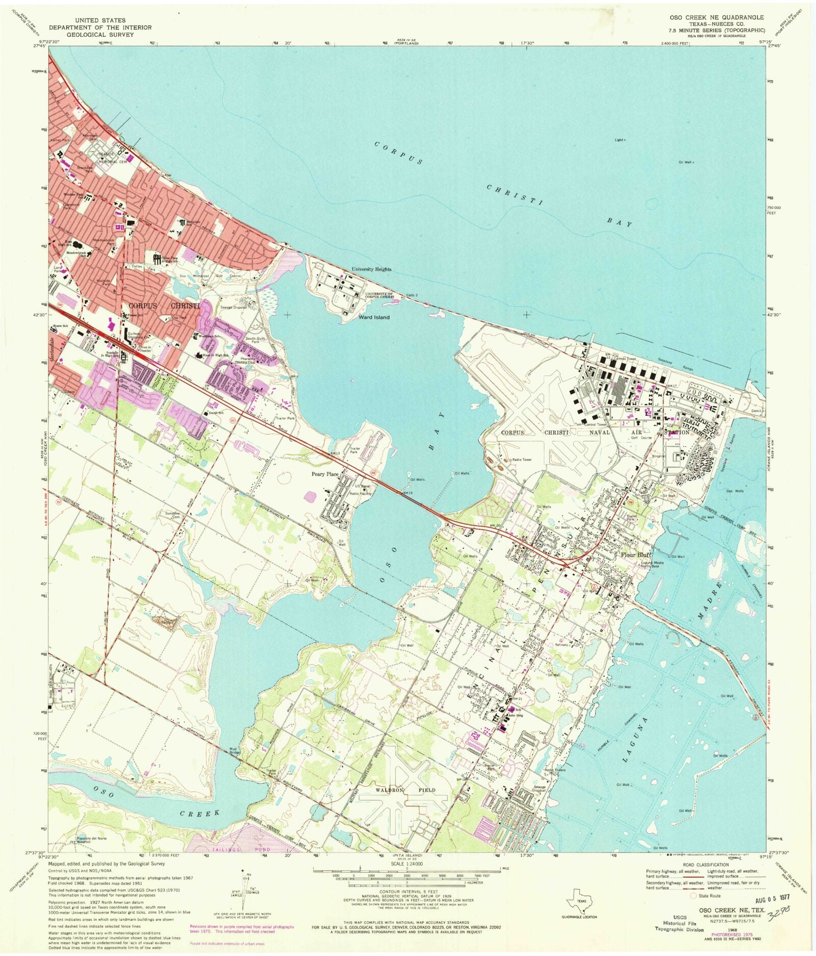 Classic USGS Oso Creek NE Texas 7.5'x7.5' Topo Map – MyTopo Map Store