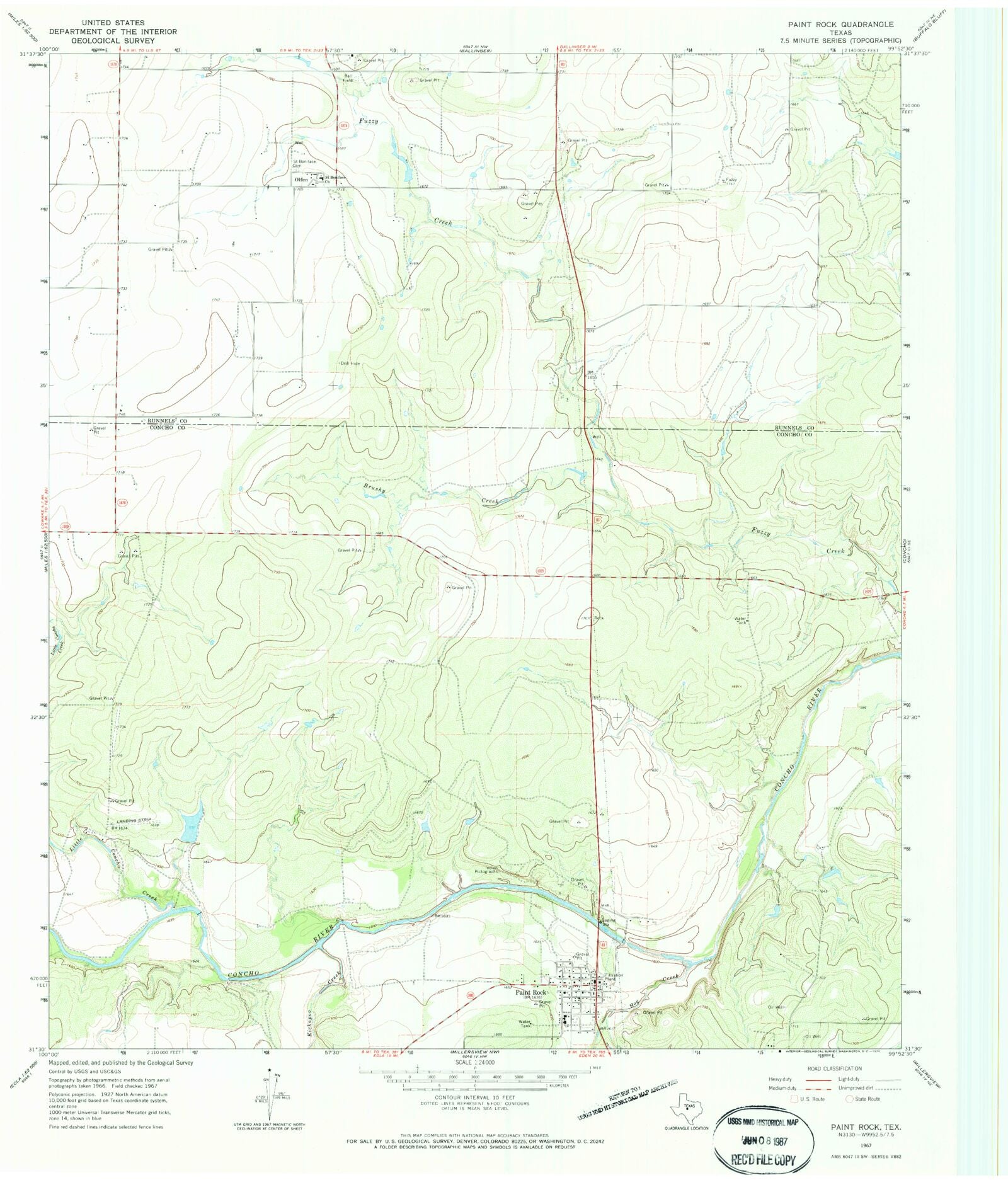 Classic USGS Paint Rock Texas 7.5'x7.5' Topo Map – MyTopo Map Store