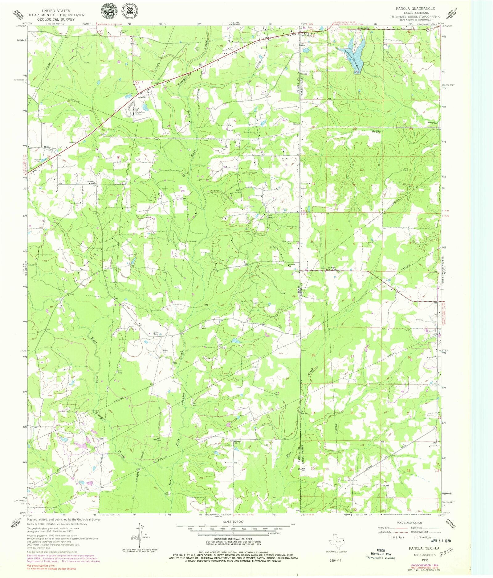 Classic USGS Panola Texas 7.5'x7.5' Topo Map – MyTopo Map Store