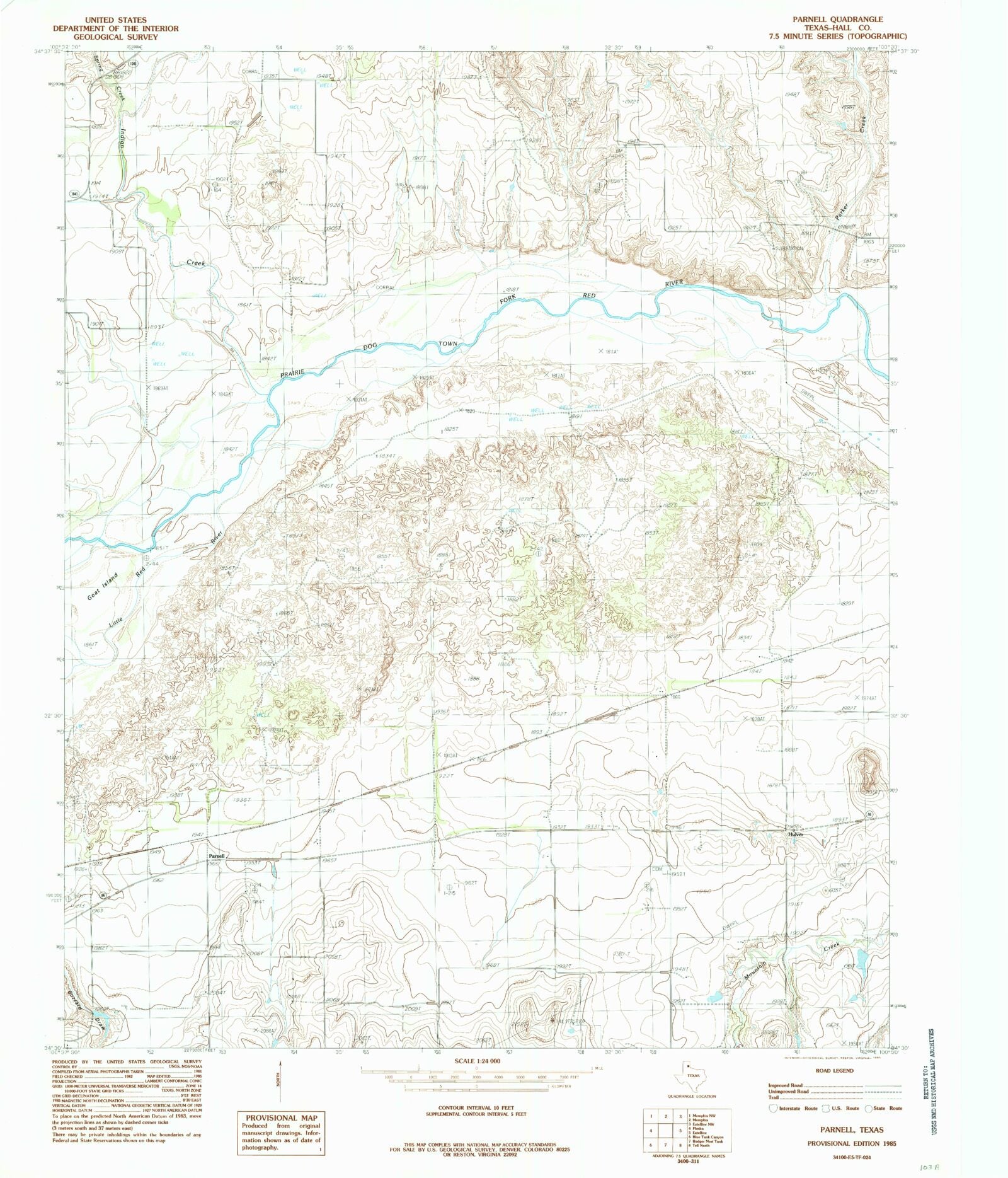 Classic USGS Parnell Texas 7.5'x7.5' Topo Map – MyTopo Map Store