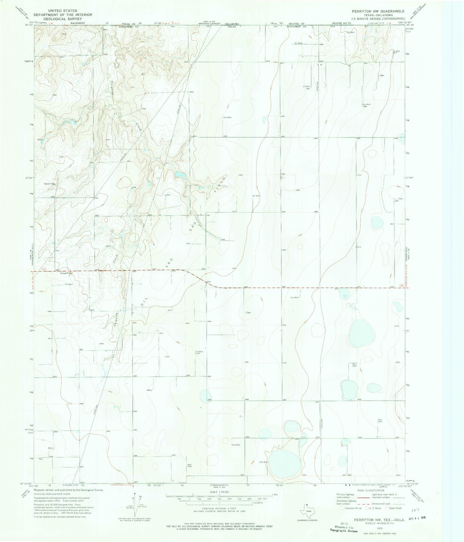 Classic USGS Perryton NW Texas 7.5'x7.5' Topo Map – MyTopo Map Store