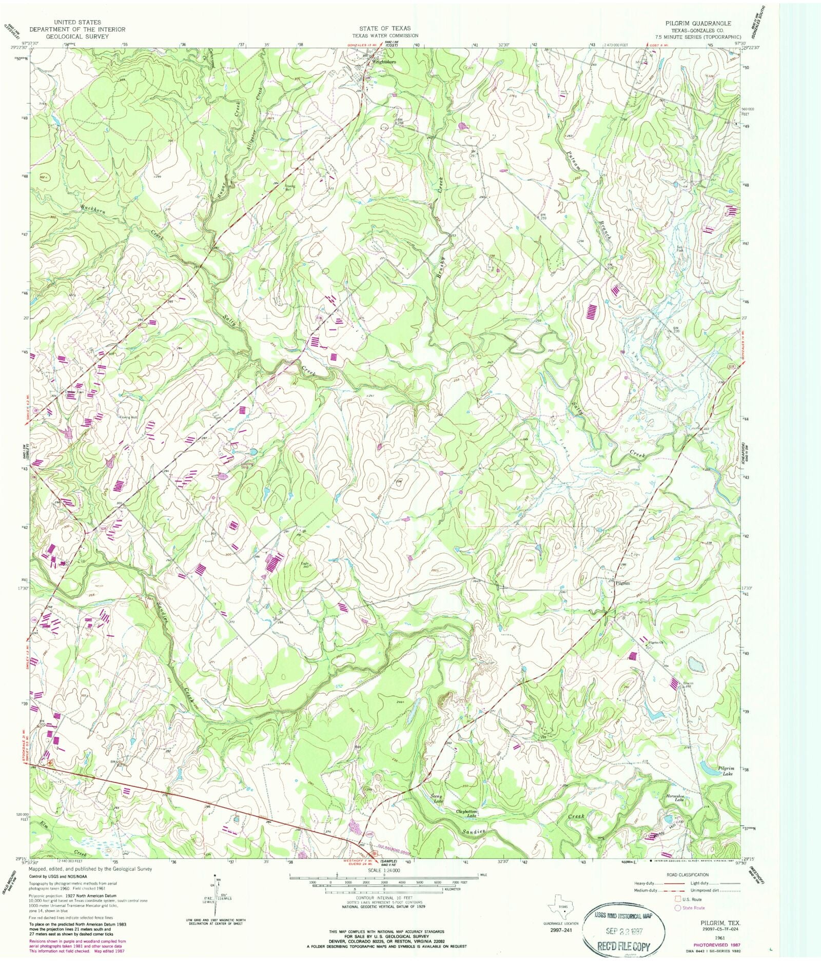 Classic USGS Pilgrim Texas 7.5'x7.5' Topo Map – MyTopo Map Store