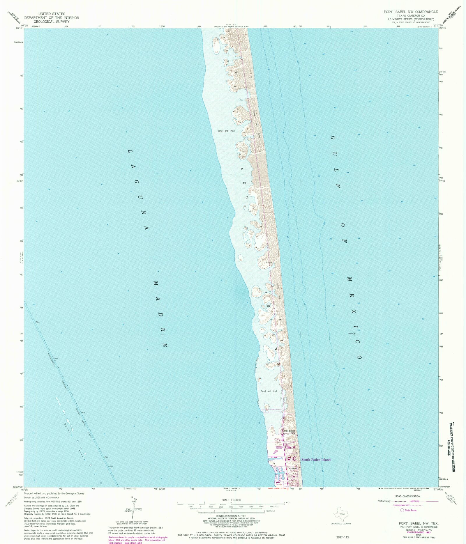 Classic USGS Port Isabel NW Texas 7.5'x7.5' Topo Map – MyTopo Map Store