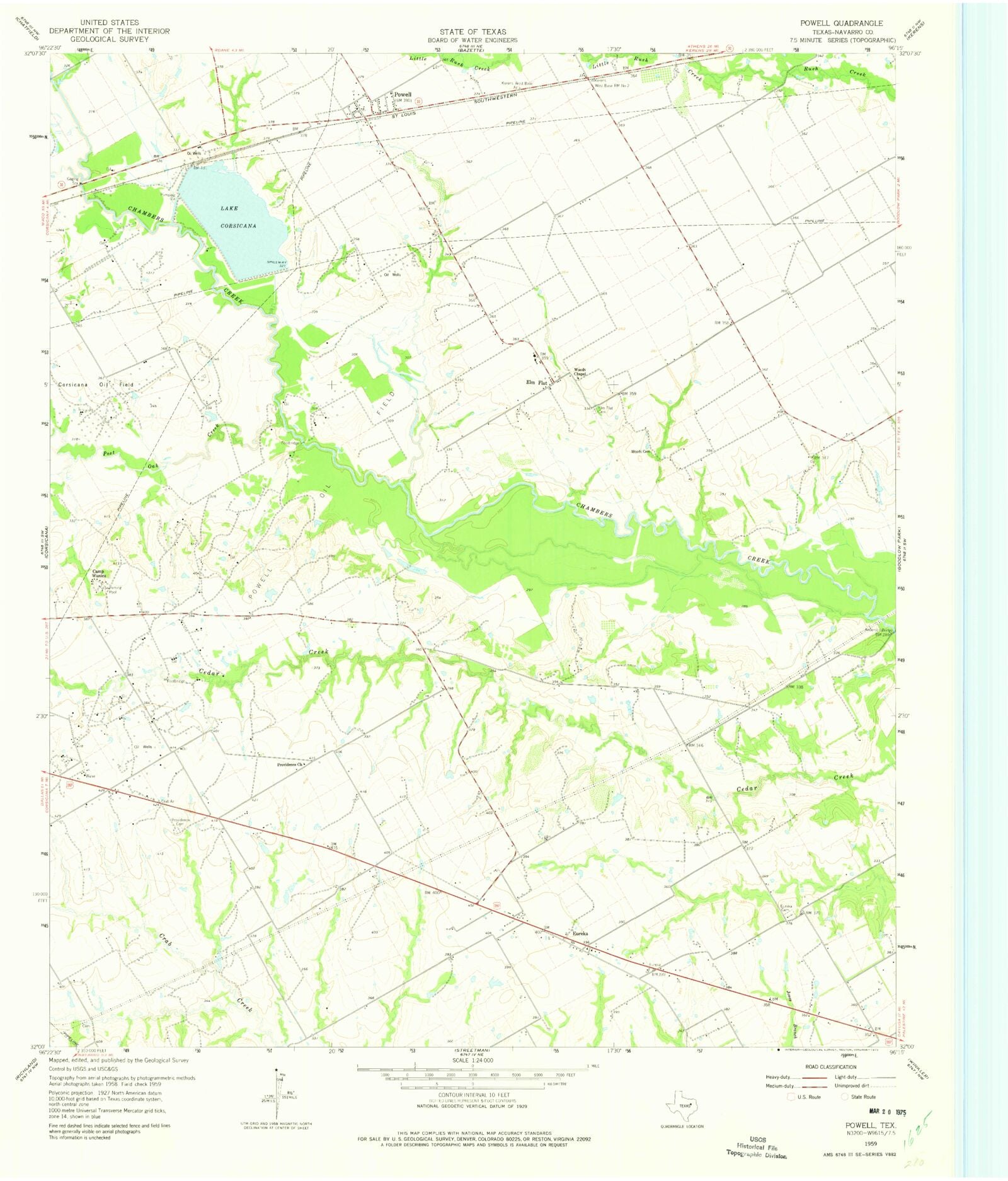 Classic USGS Powell Texas 7.5'x7.5' Topo Map – MyTopo Map Store