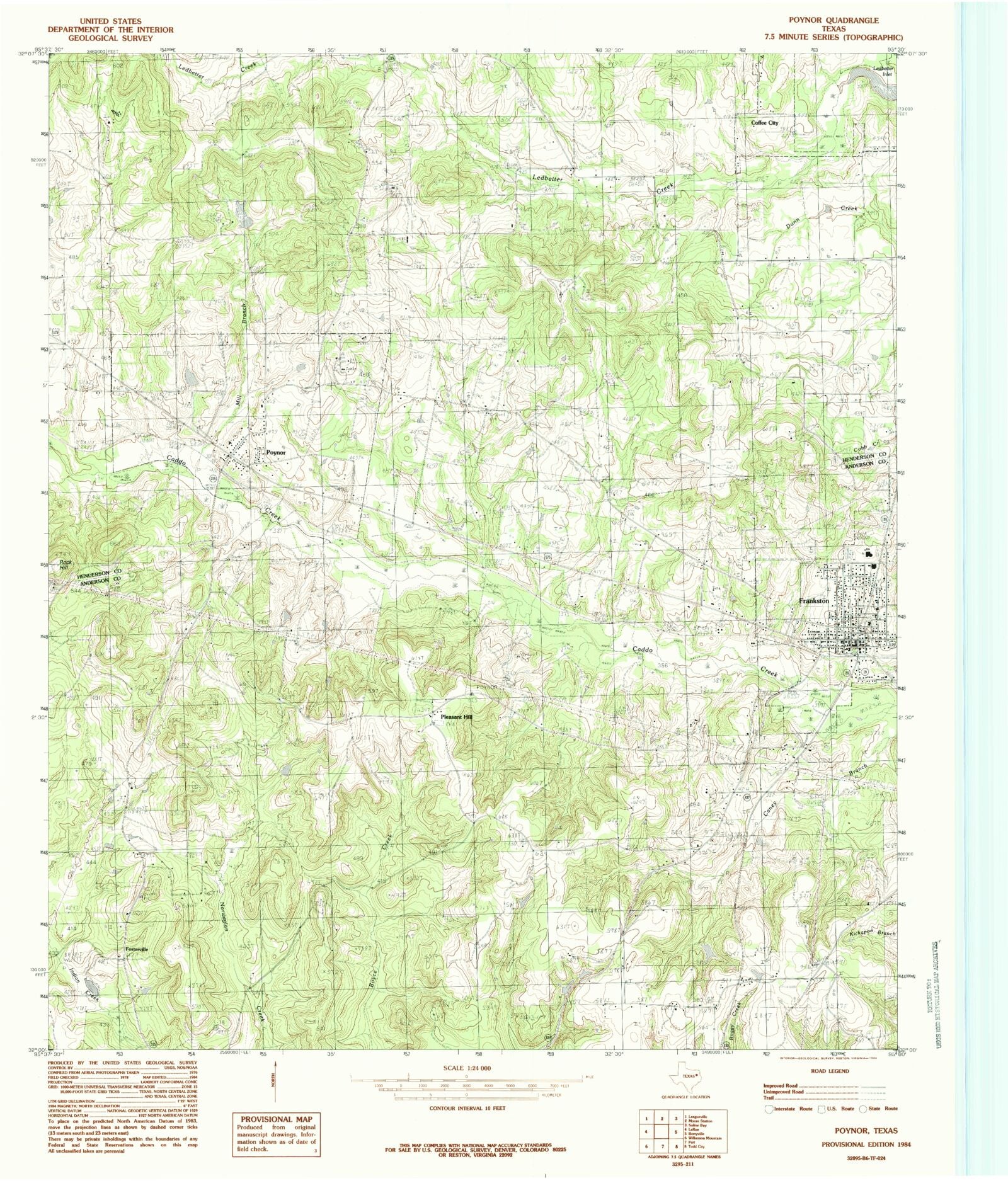 Classic USGS Poynor Texas 7.5'x7.5' Topo Map – MyTopo Map Store