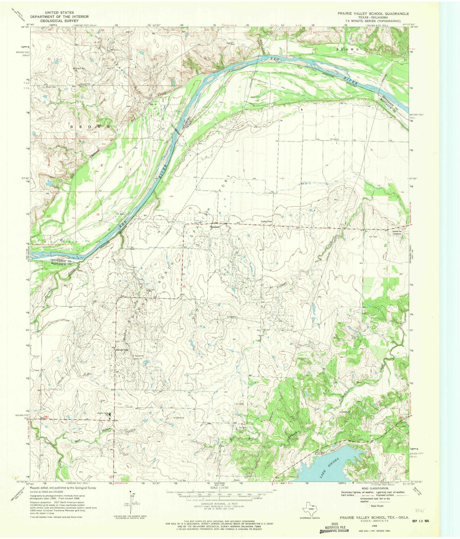 Classic USGS Prairie Valley School Texas 7.5'x7.5' Topo Map – MyTopo ...